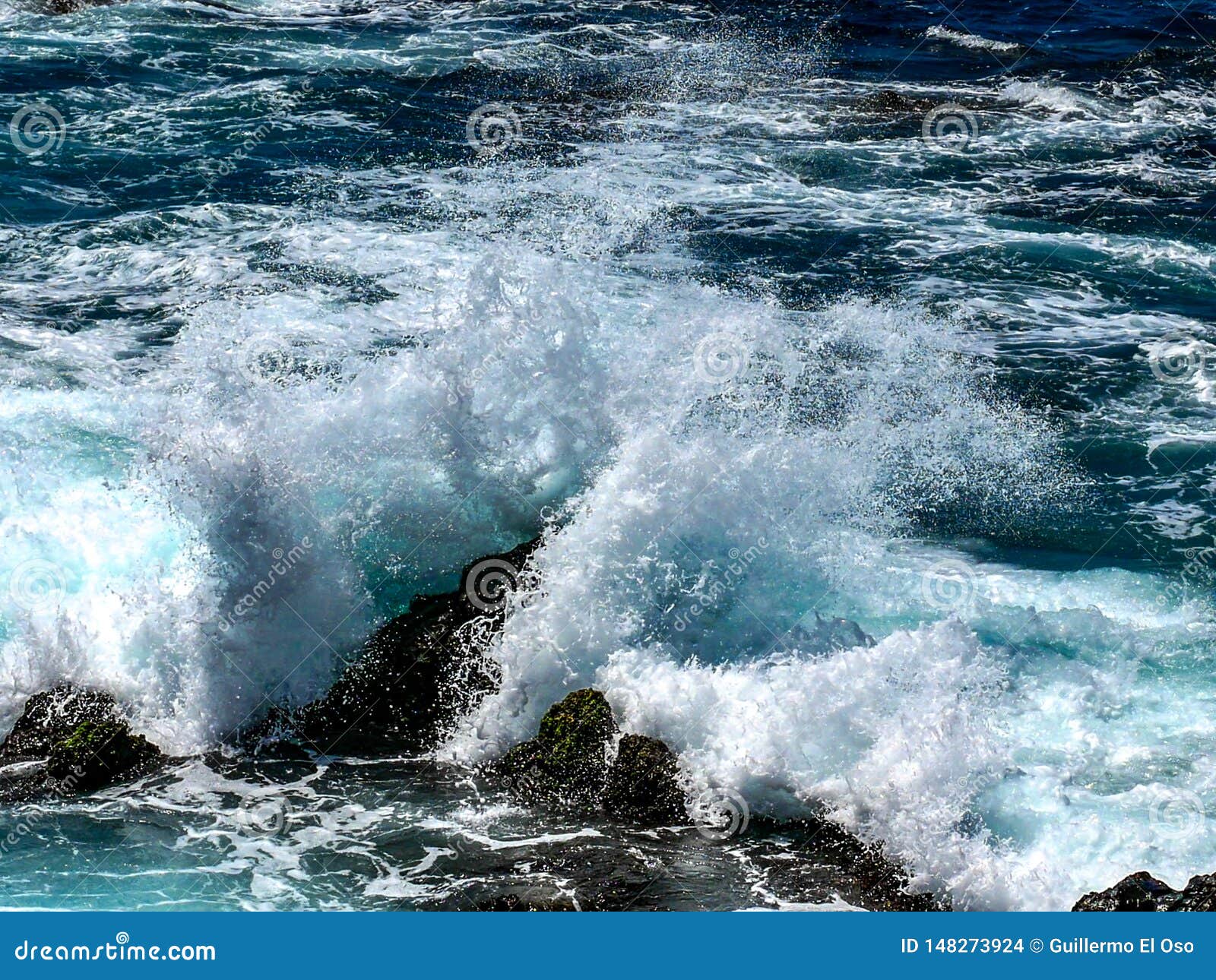 Wild View of the Wave Playing in the Atlantic Stock Photo - Image of ...