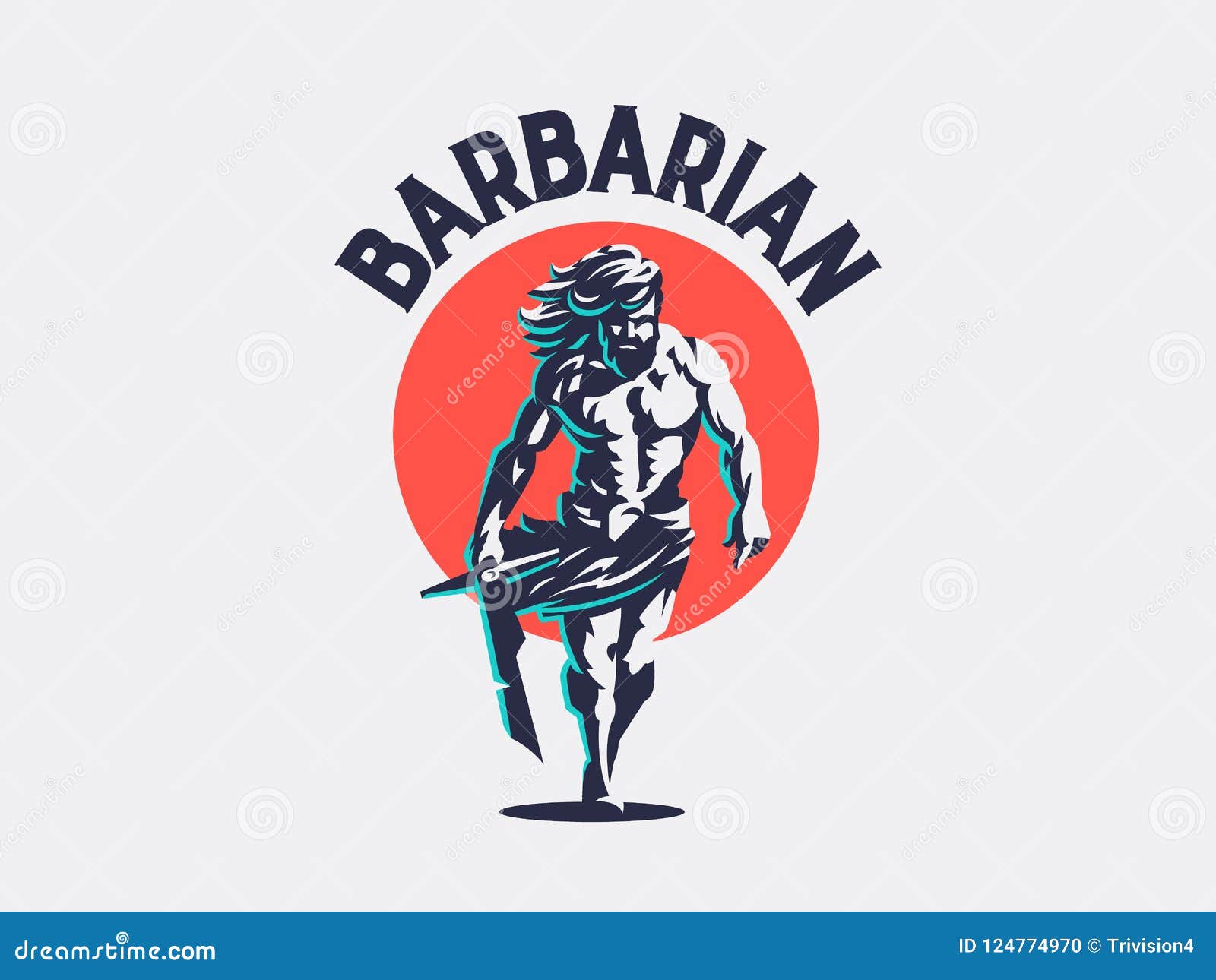 Wild warrior. Barbarian. stock vector. Illustration of emblem - 124774970