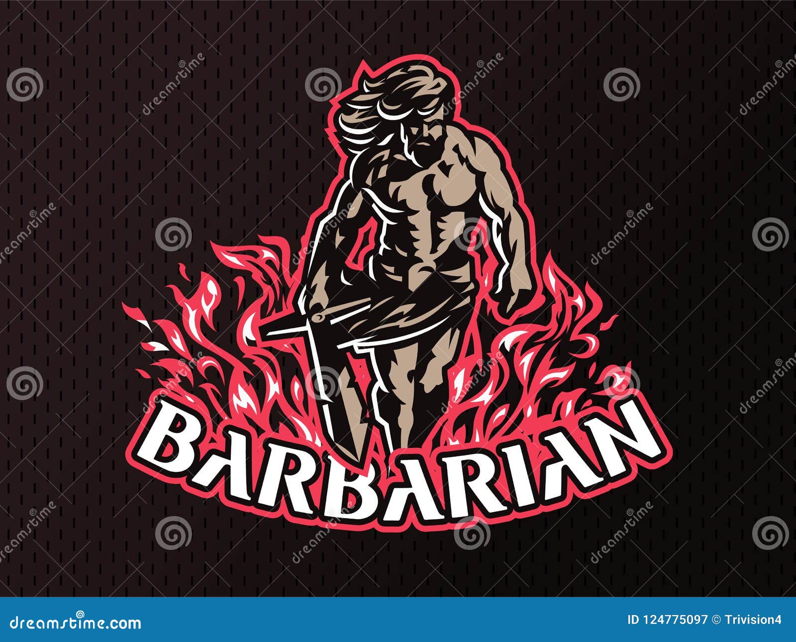 Wild warrior. Barbarian. stock vector. Illustration of design - 124775097