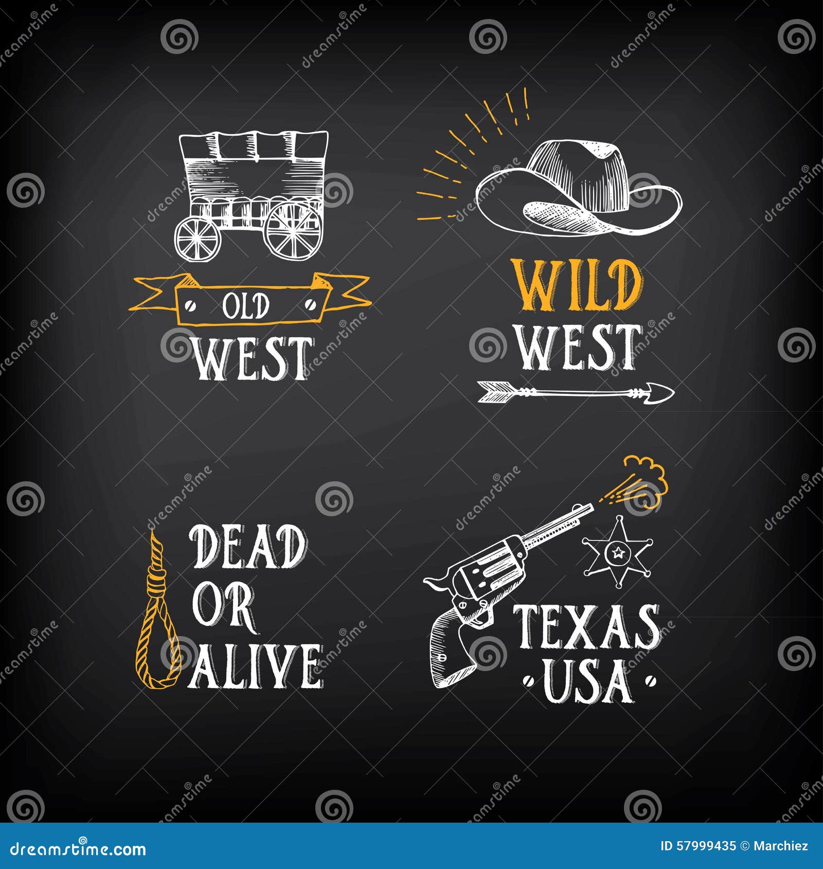 Wild West Badges Design. Vintage Western Elements.Vector with Gr Stock ...