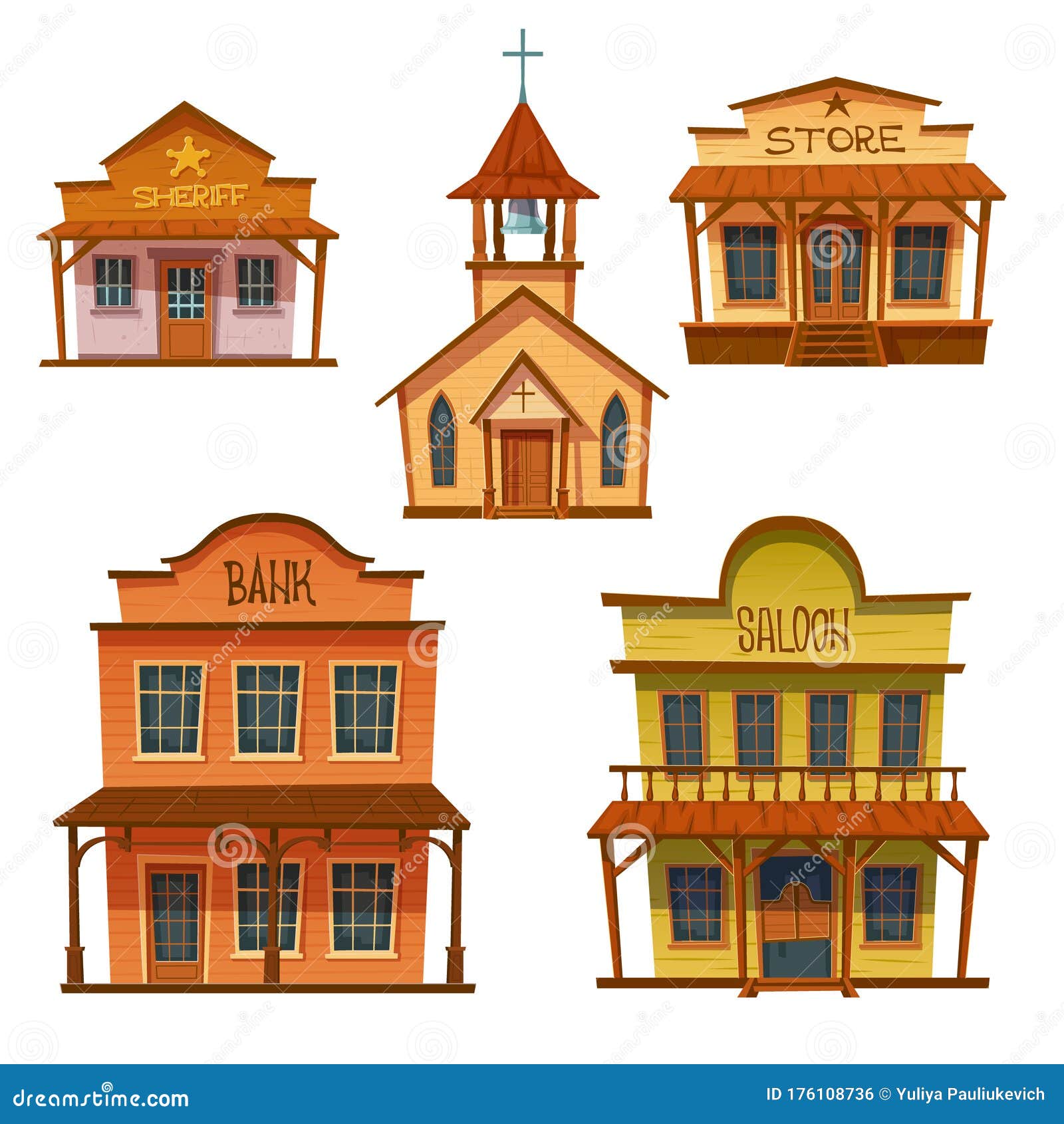 Wild West Buildings Set, Cowboy Style Design. Stock Vector ... Wild West Buildings Set, Cowboy Style Design. Stock Vector ...