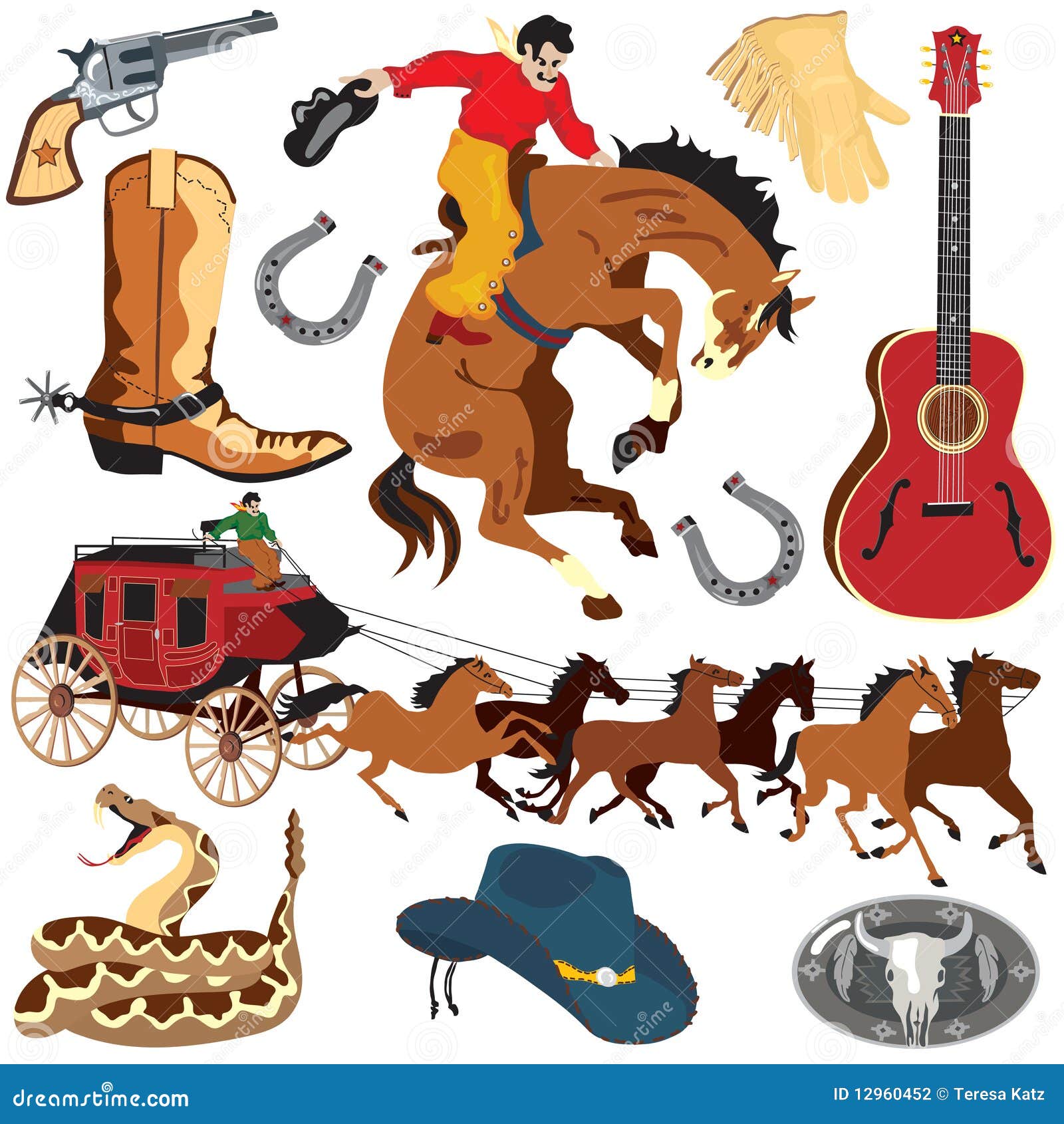 Wild West Clipart icons stock vector. Illustration of skull - 12960452