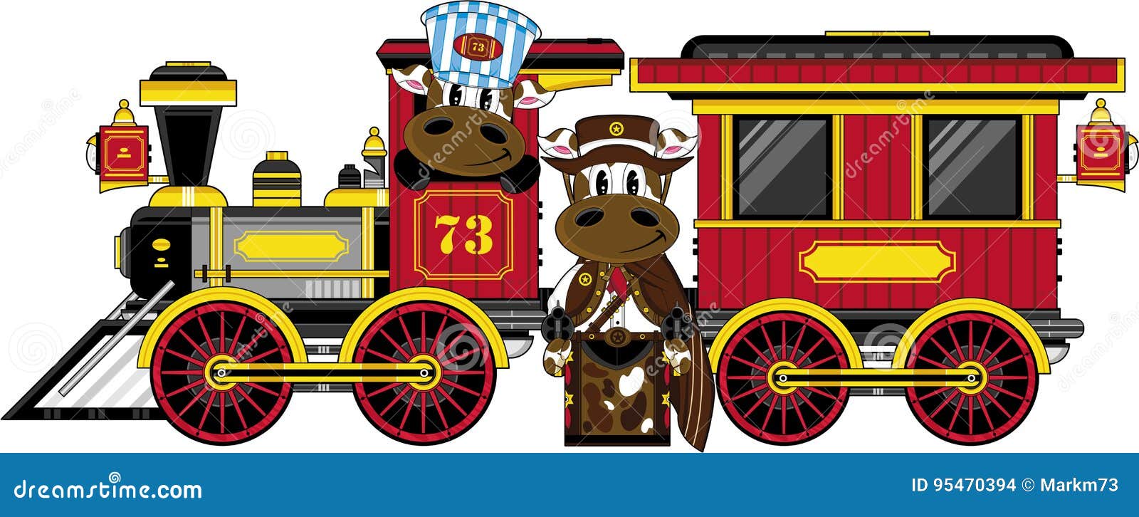 Wild West Cow Cowboy and Train Stock Vector - Illustration of ...