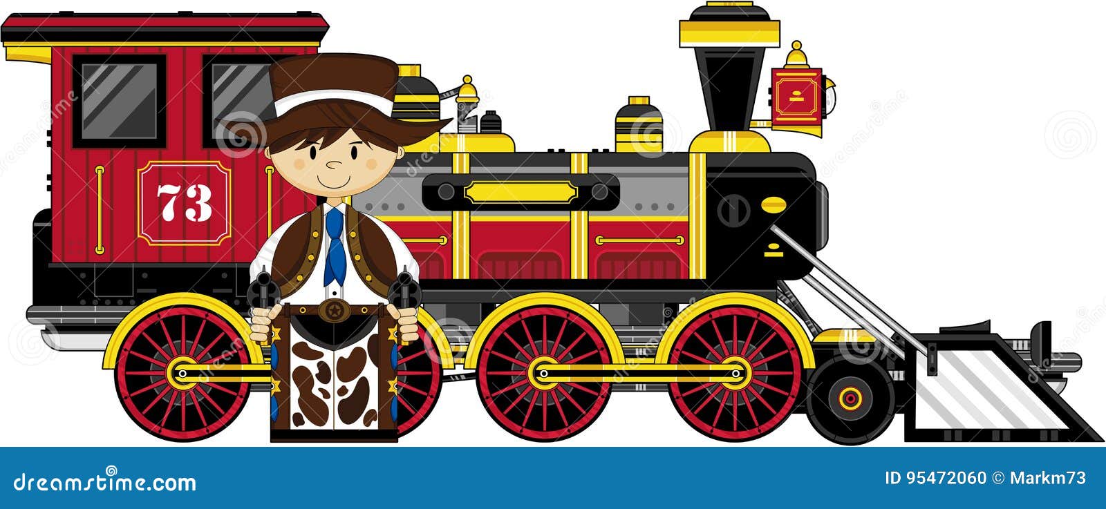 Wild West Cowboy and Train stock vector. Illustration of gunslinger ...