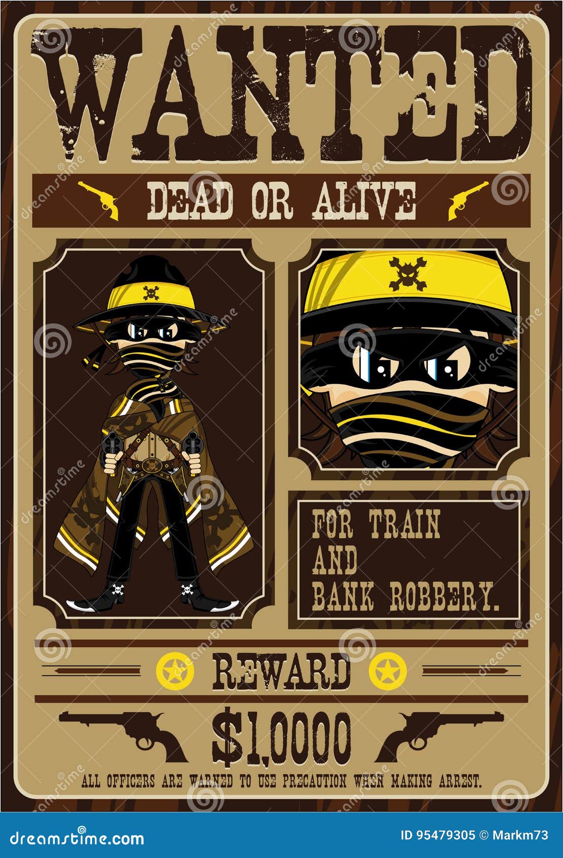 Wild West Cowboy Wanted Poster Stock Vector - Illustration of ...
