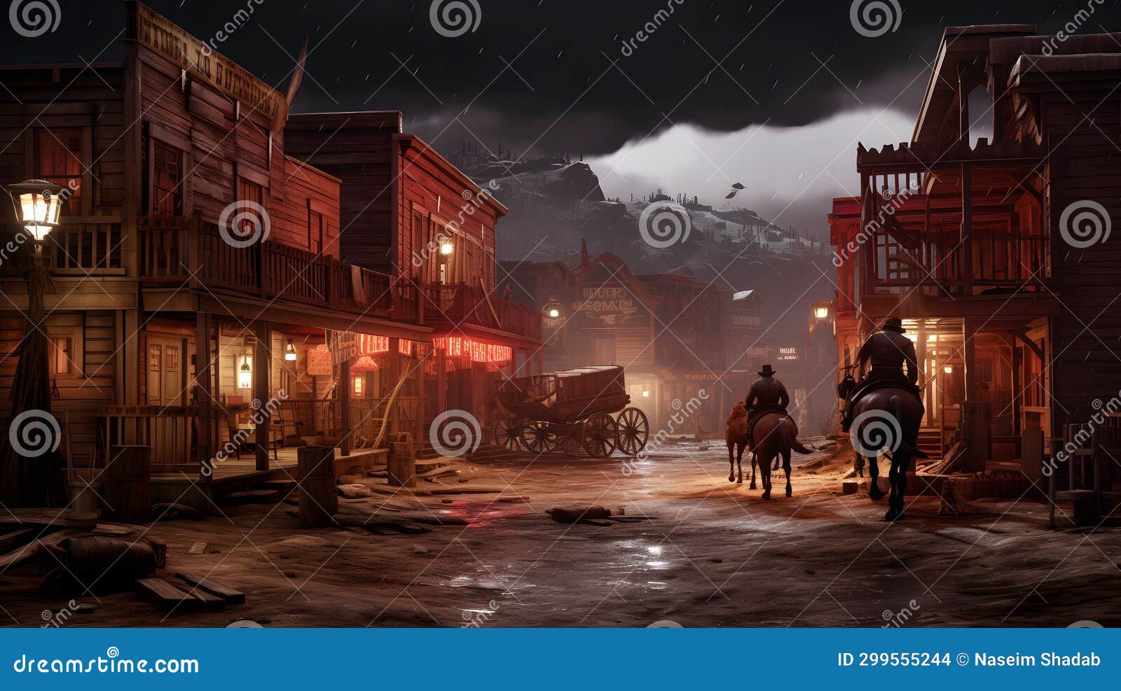 Wild west environment stock photo. Image of fire, screenshot - 299555244