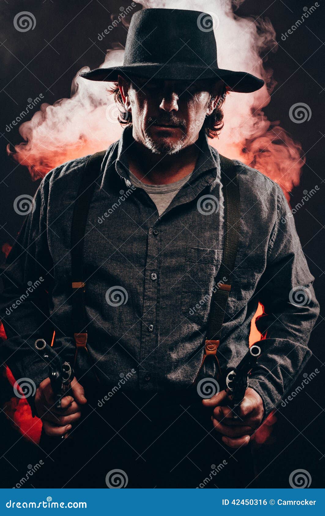 Wild West Gunslinger stock photo. Image of staring, determination ...