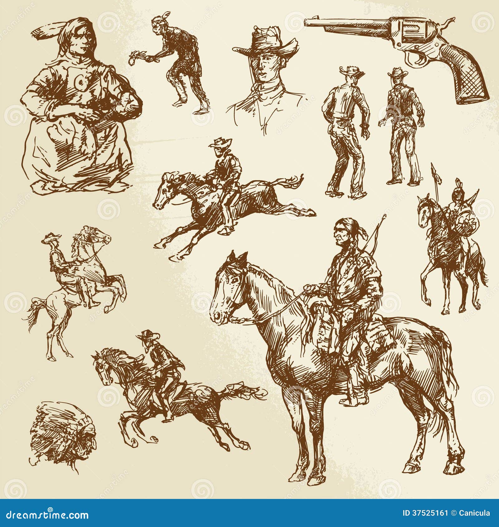 Wild west stock vector. Illustration of totem, desperado - 37525161