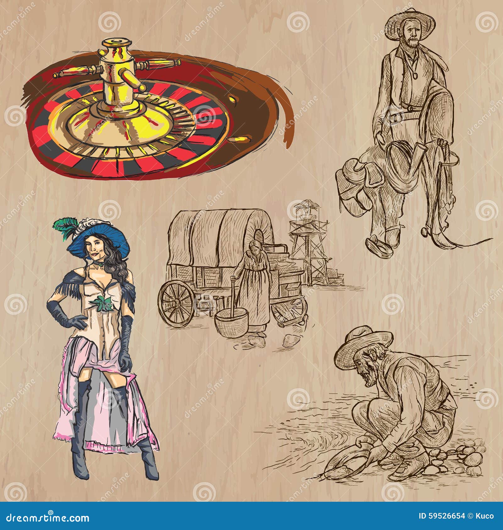 Wild West - Hand Drawn Vector Pack Stock Vector - Illustration of drawn ...