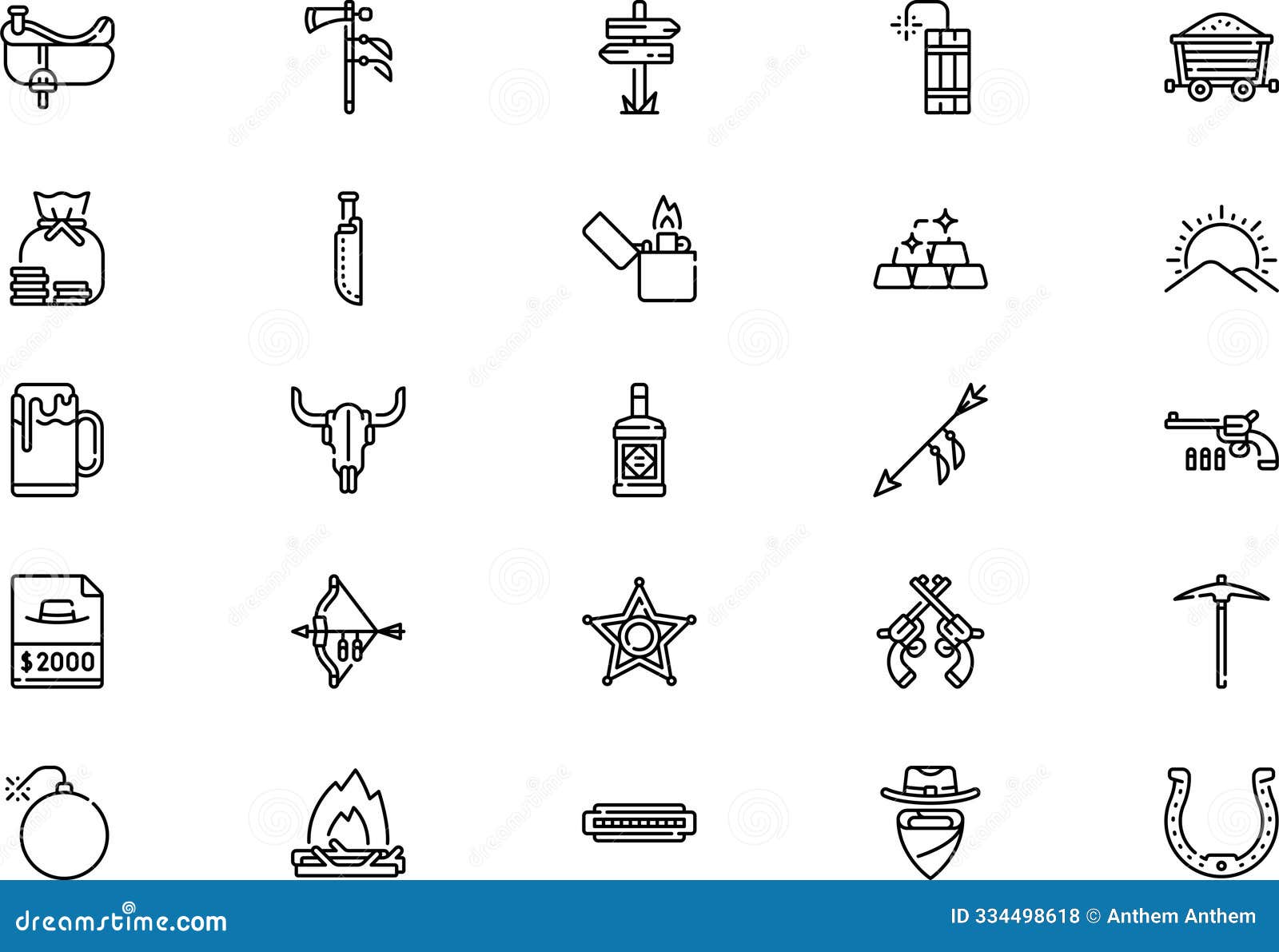 Wild West Icons Collection is a Vector Illustration with Editable ...