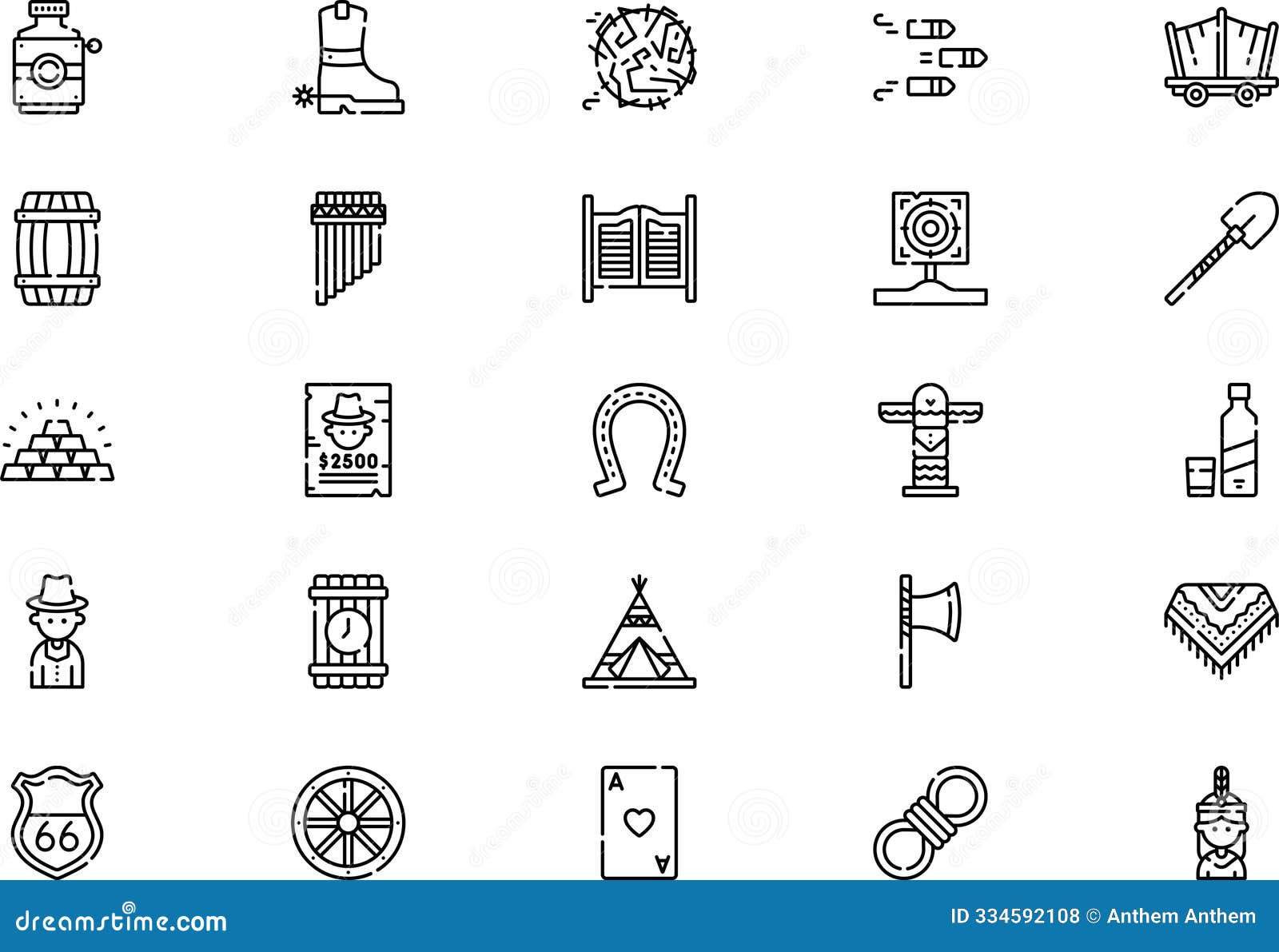 Wild West Icons Collection is a Vector Illustration with Editable ...
