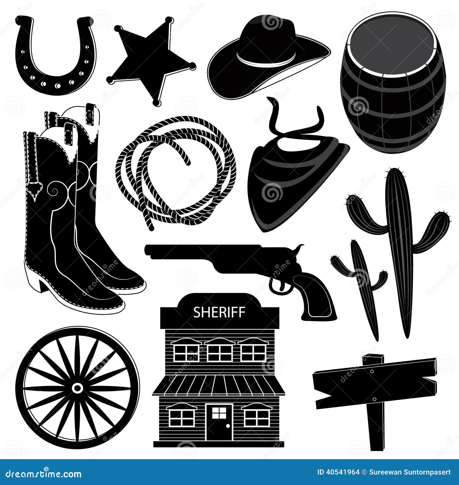 Wild West Icons Set stock vector. Illustration of country - 40541964