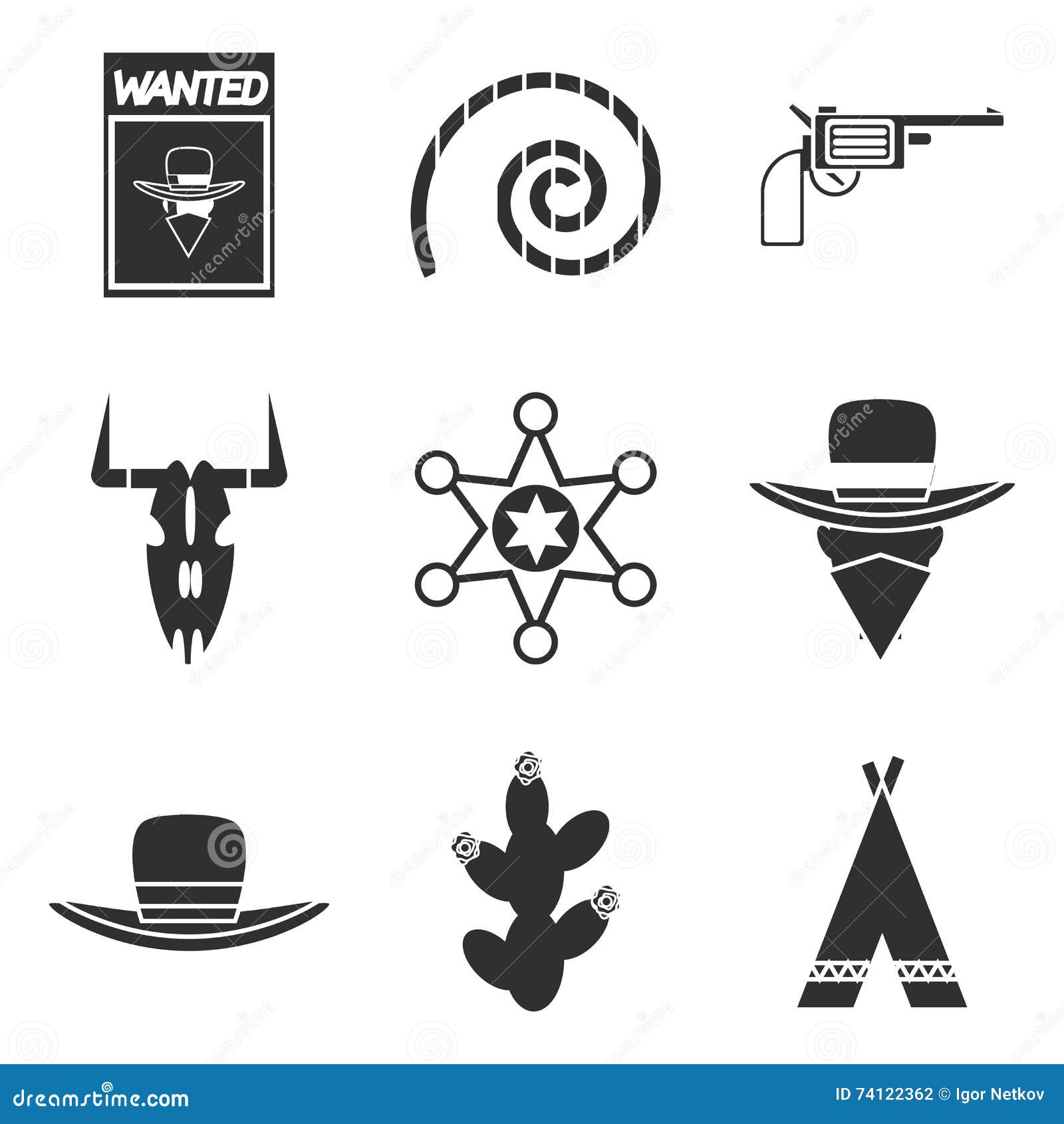 Wild west icons set stock vector. Illustration of internet - 74122362
