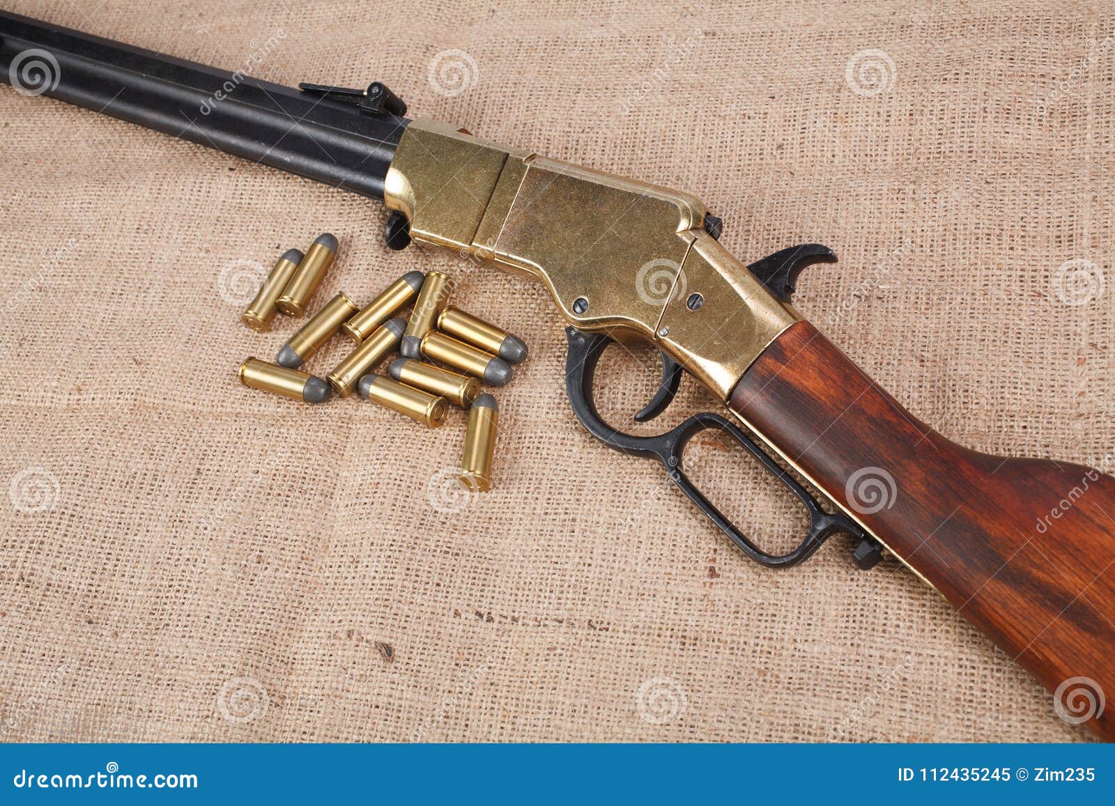 Wild West Period Repeating Rifle Stock Image - Image of arms, magazine ...