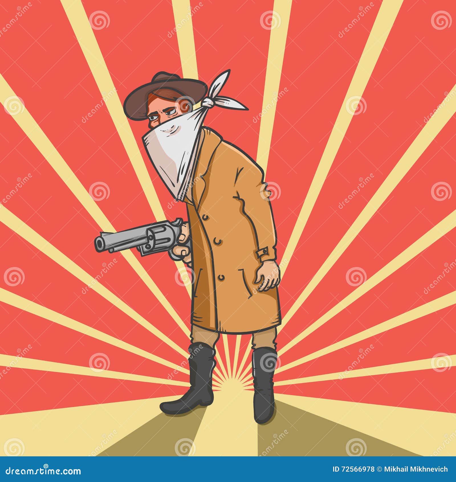 Wild West Robber with Gun Hand Drawn Illustration Stock Vector ... Wild West Robber with Gun Hand Drawn Illustration Stock Vector ...