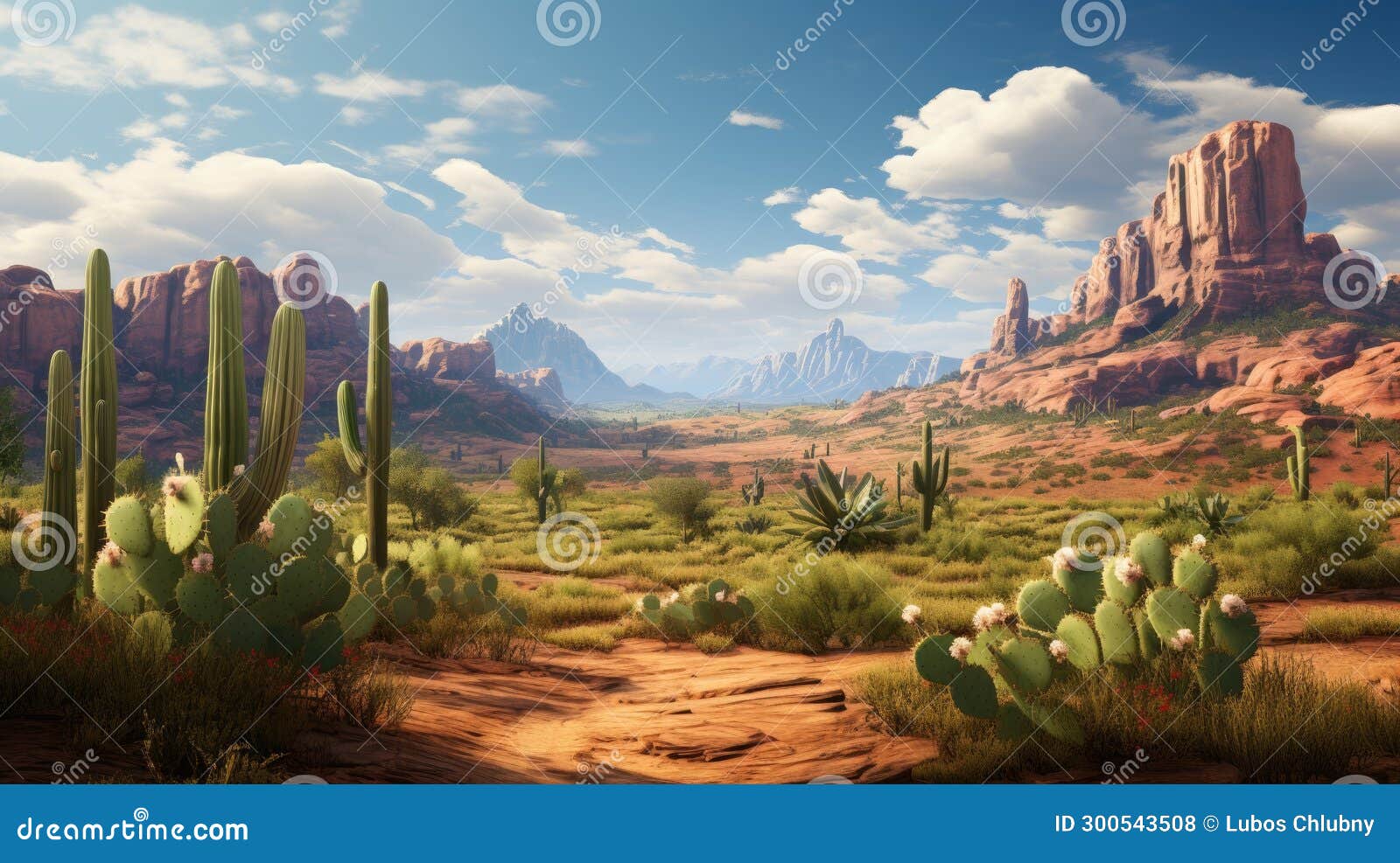Wild West Texas Desert Landscape with Mountains and Cacti Stock ...