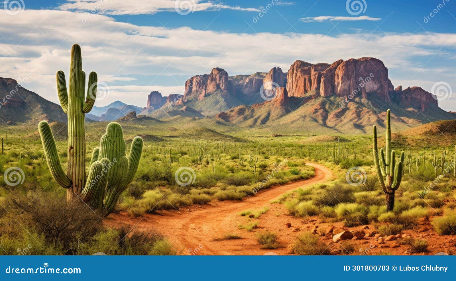 Wild West Texas Desert Landscape with Mountains and Cacti Stock ...