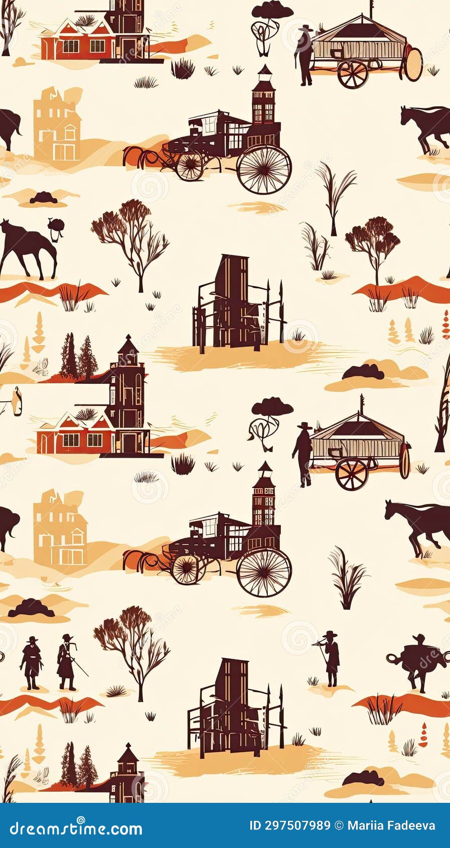 Wild West Theme in Patterns. in Unexpected Color Palettes. Orange and ...