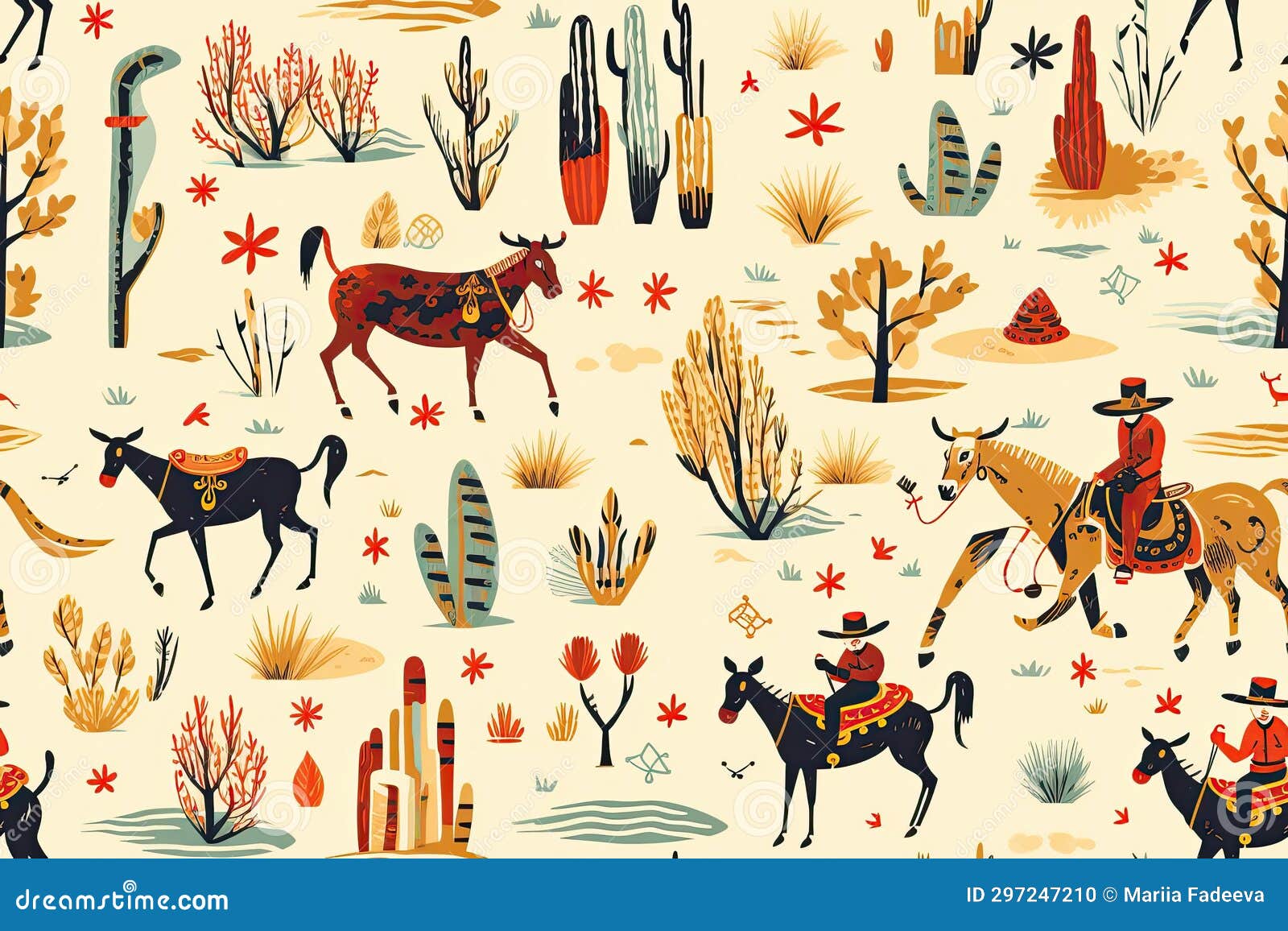 Wild West Theme in Patterns. in Unexpected Color Palettes. Orange and ...