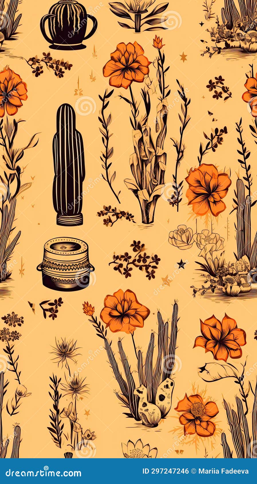 Wild West Theme in Patterns. in Unexpected Color Palettes. Orange and ...