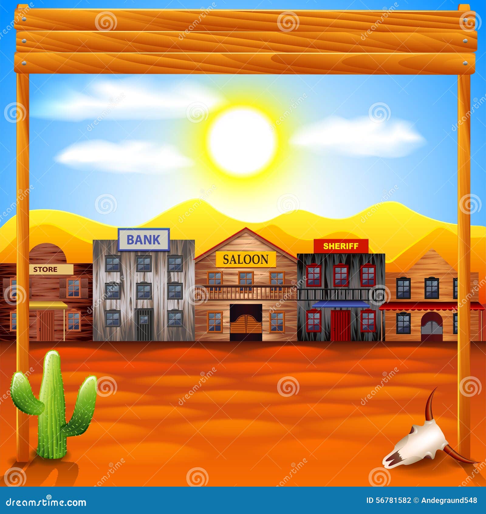 Old Western Town Cartoon