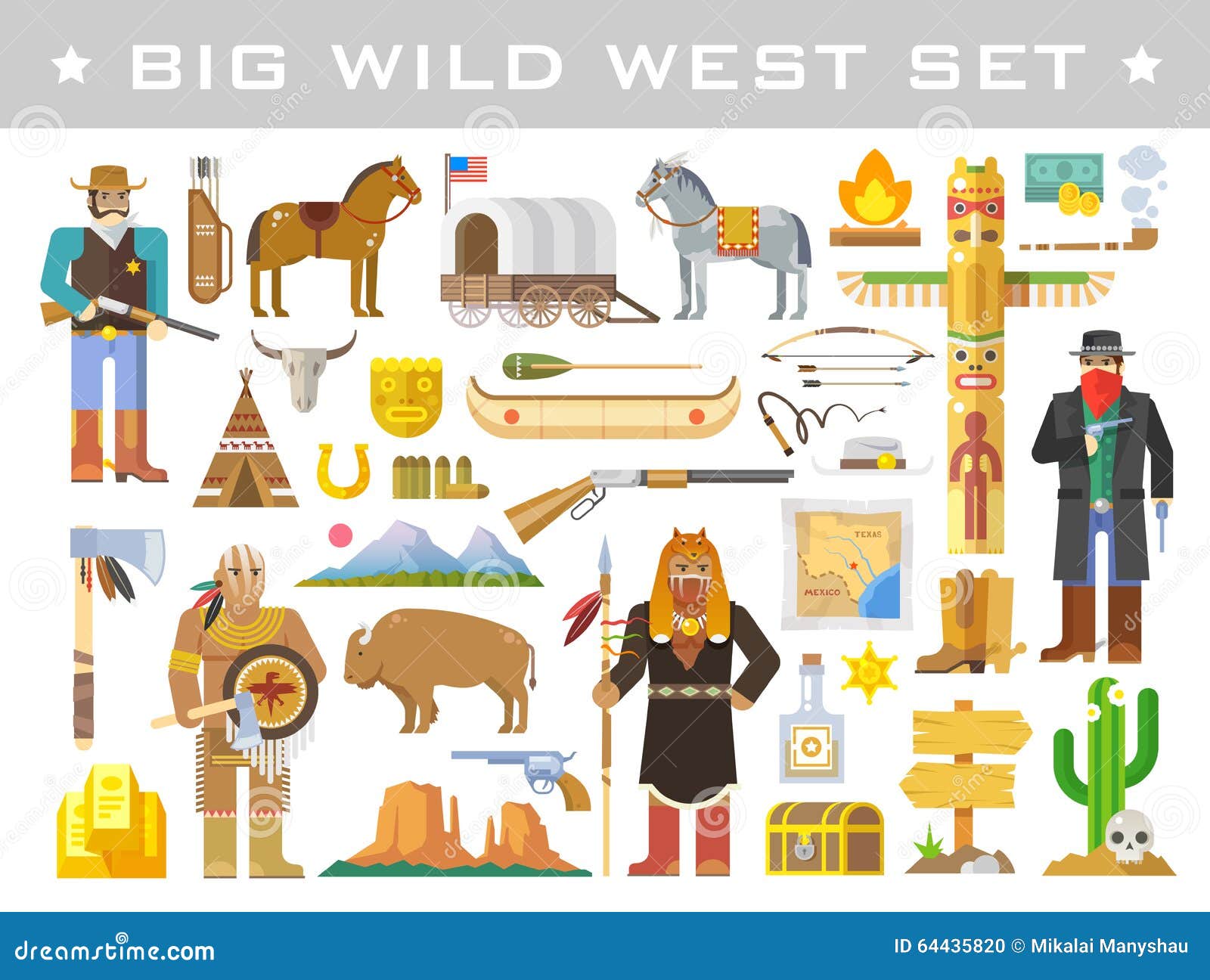 Wild West. Vector Elements. Stock Vector - Illustration of sedan ...