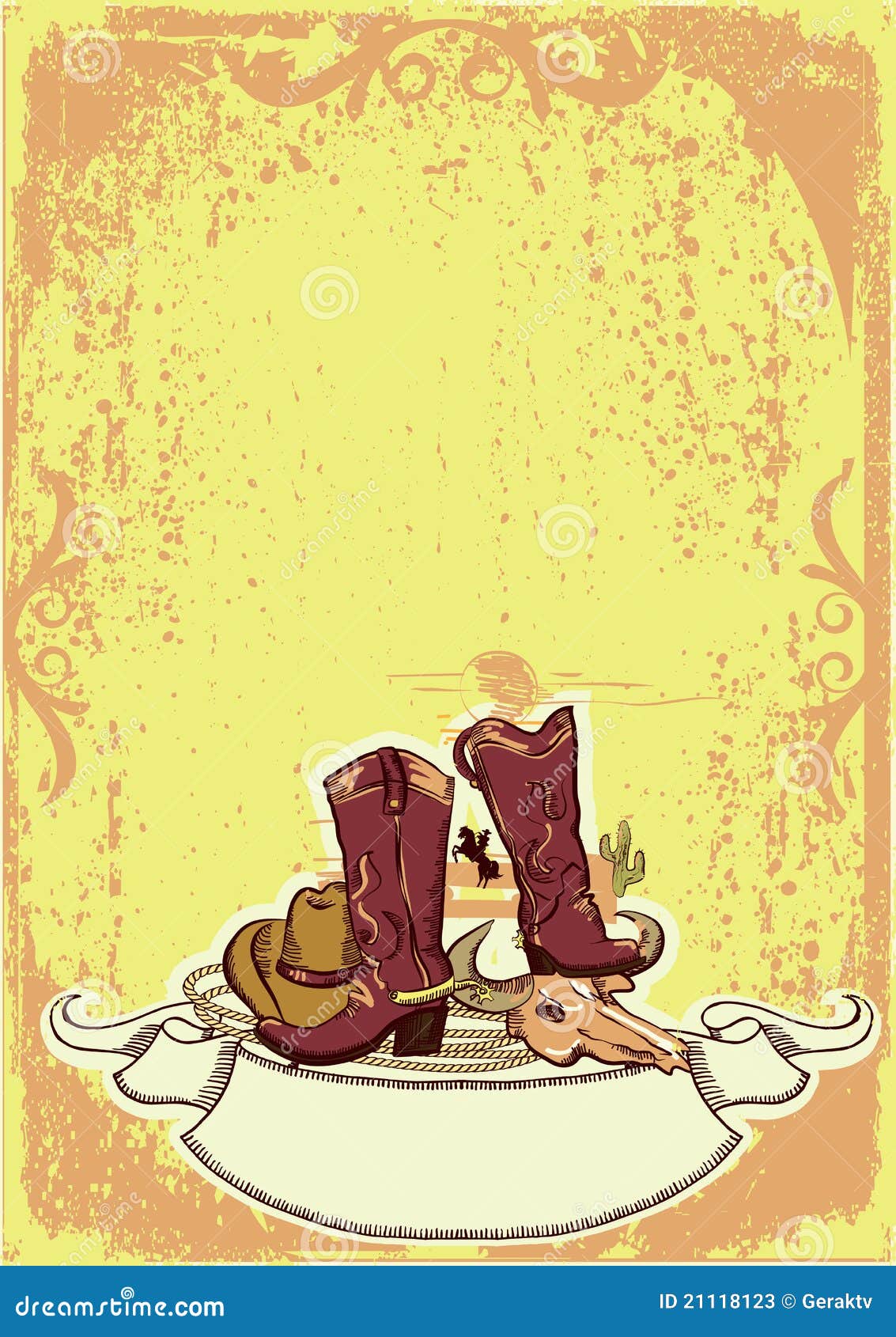 Wild Western Background on Old Paper Texture. Stock Vector ...