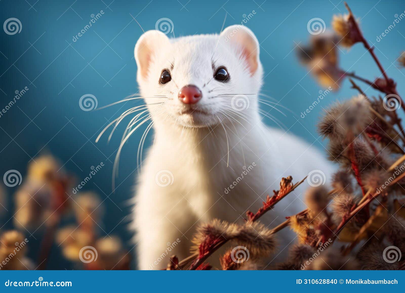 Wild White Weasel in Nature Stock Illustration - Illustration of forest ...