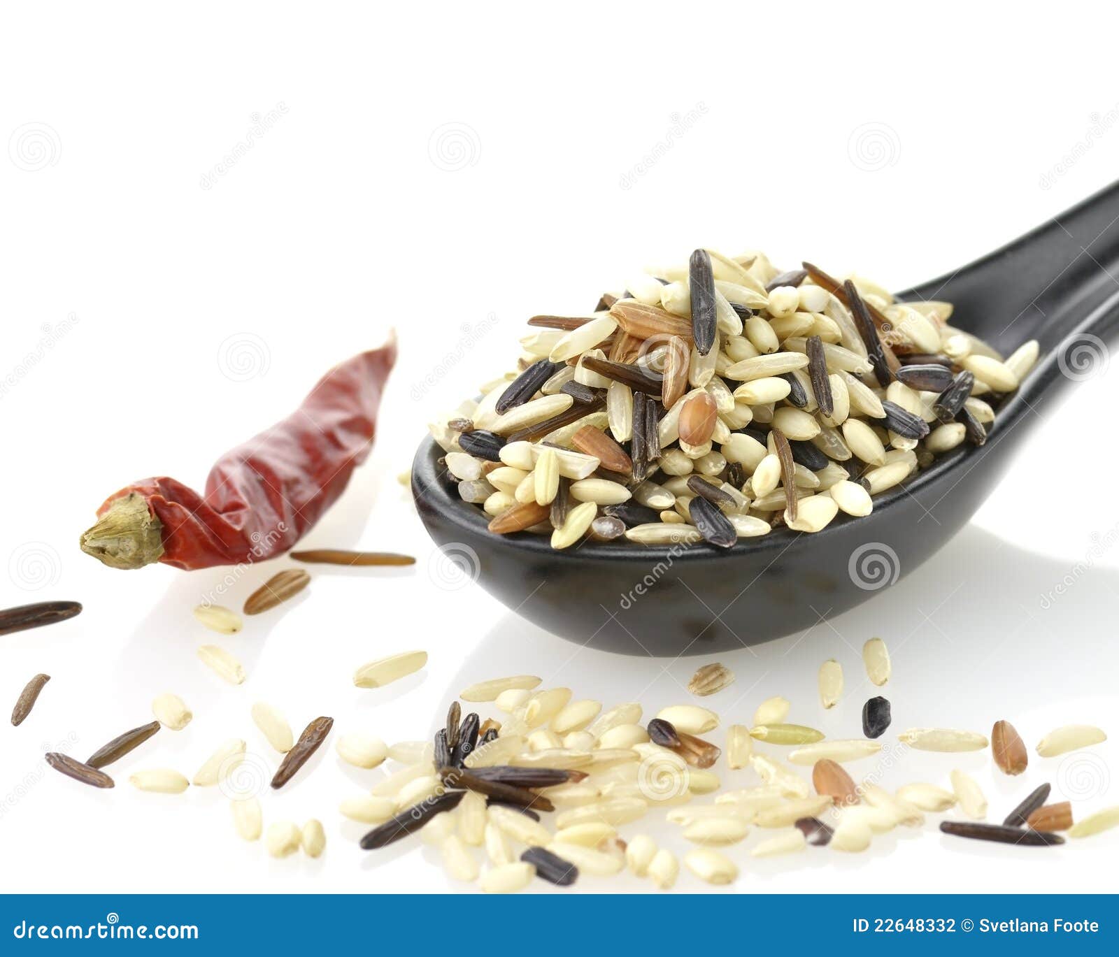 Wild and Whole Grain Brown Rice Stock Photo - Image of white, black ...