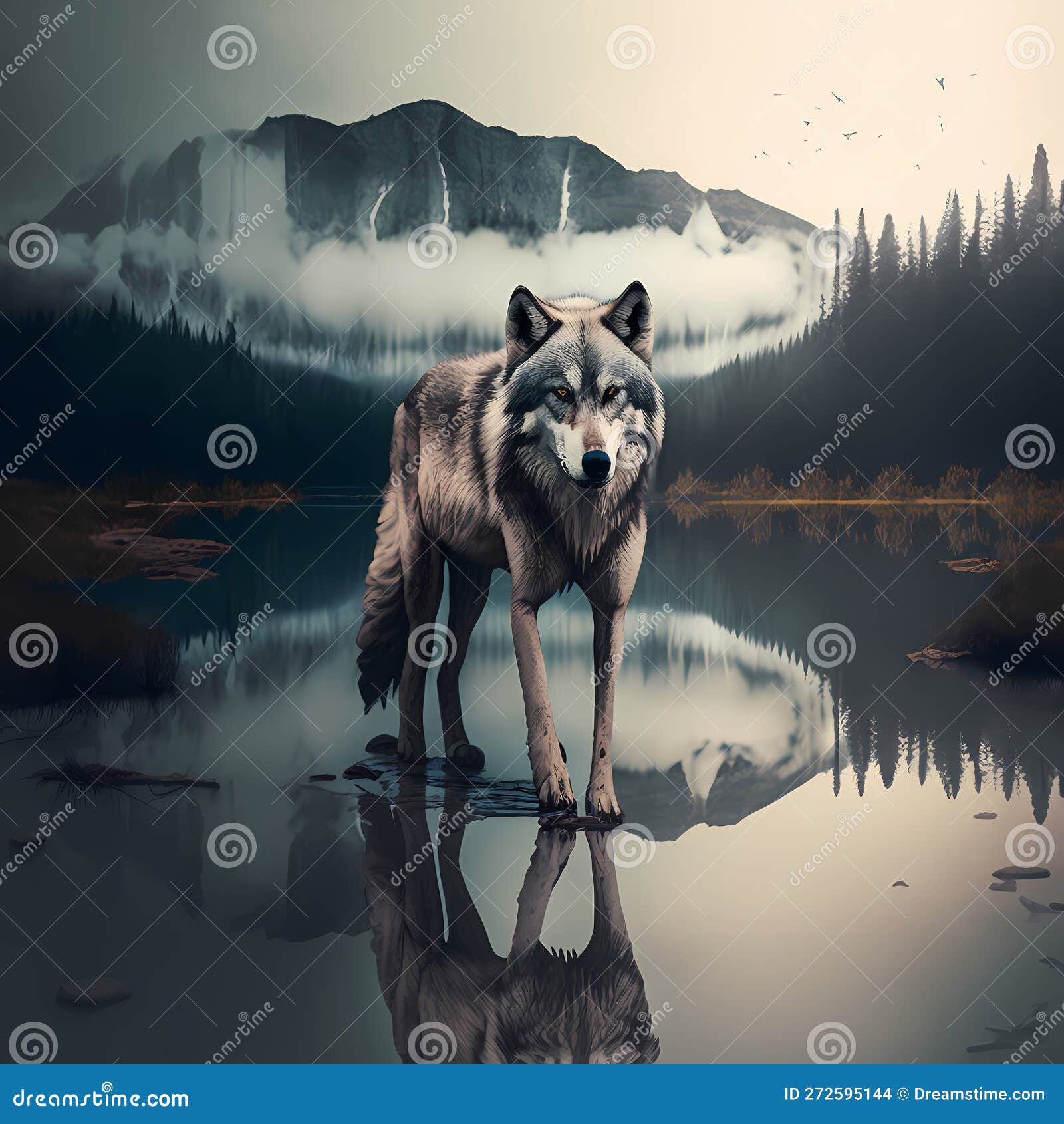 Wolf Activity Portrait. Generative AI Stock Illustration - Illustration ...