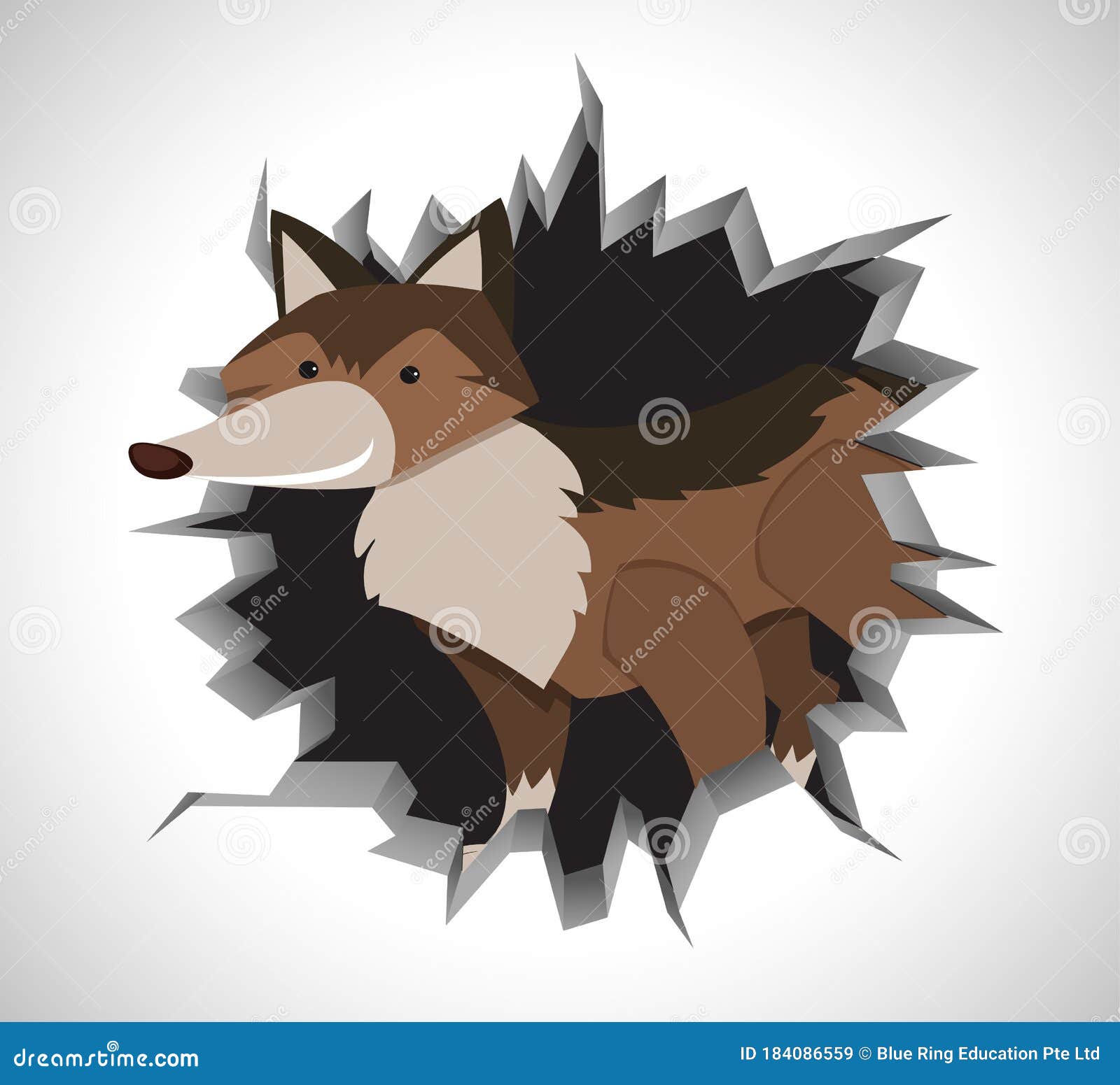 Wild Wolf Coming Out of Cracked Wall Stock Vector - Illustration of ...