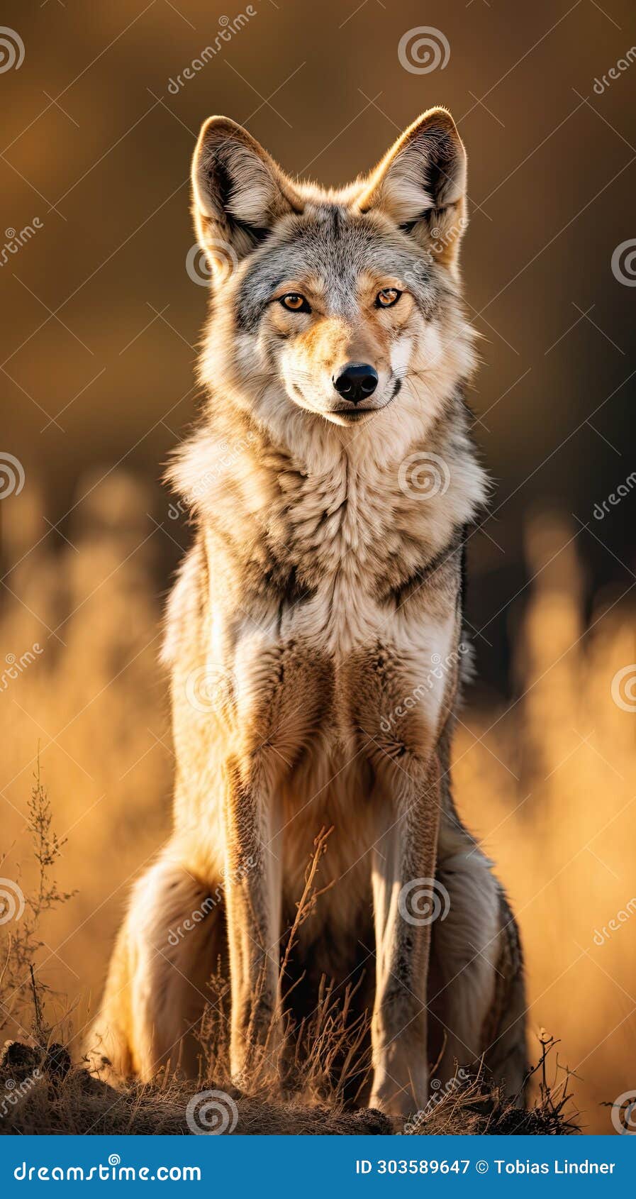 Wild Wolf or Coyote at a Corn Field Stock Illustration - Illustration ...
