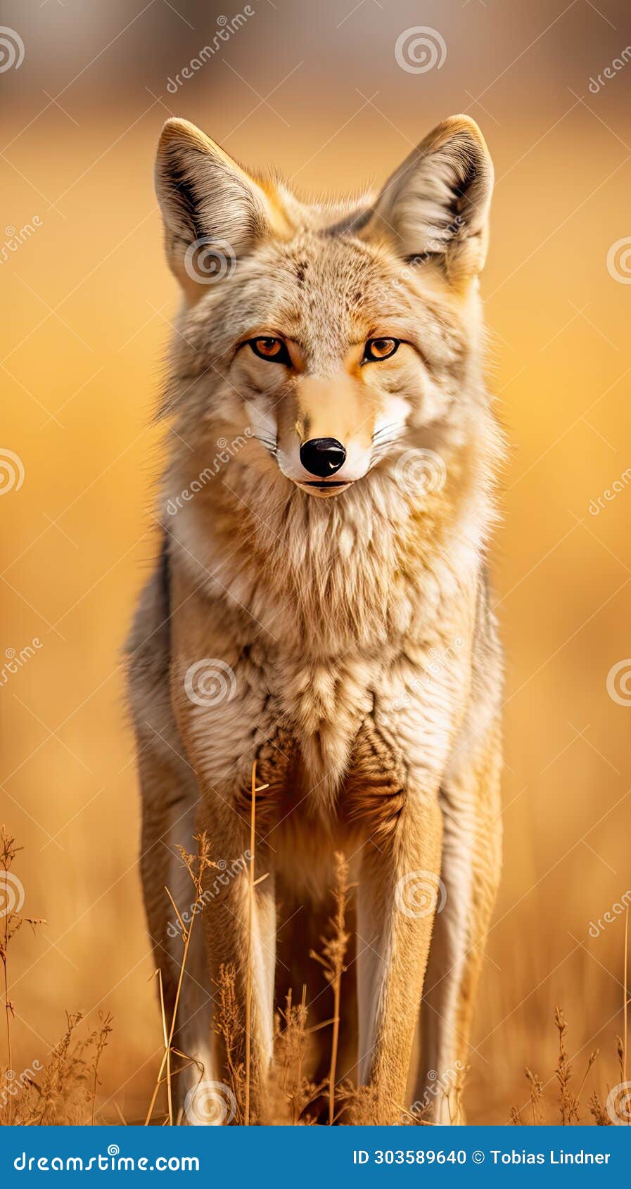Wild Wolf or Coyote at a Corn Field Stock Illustration - Illustration ...