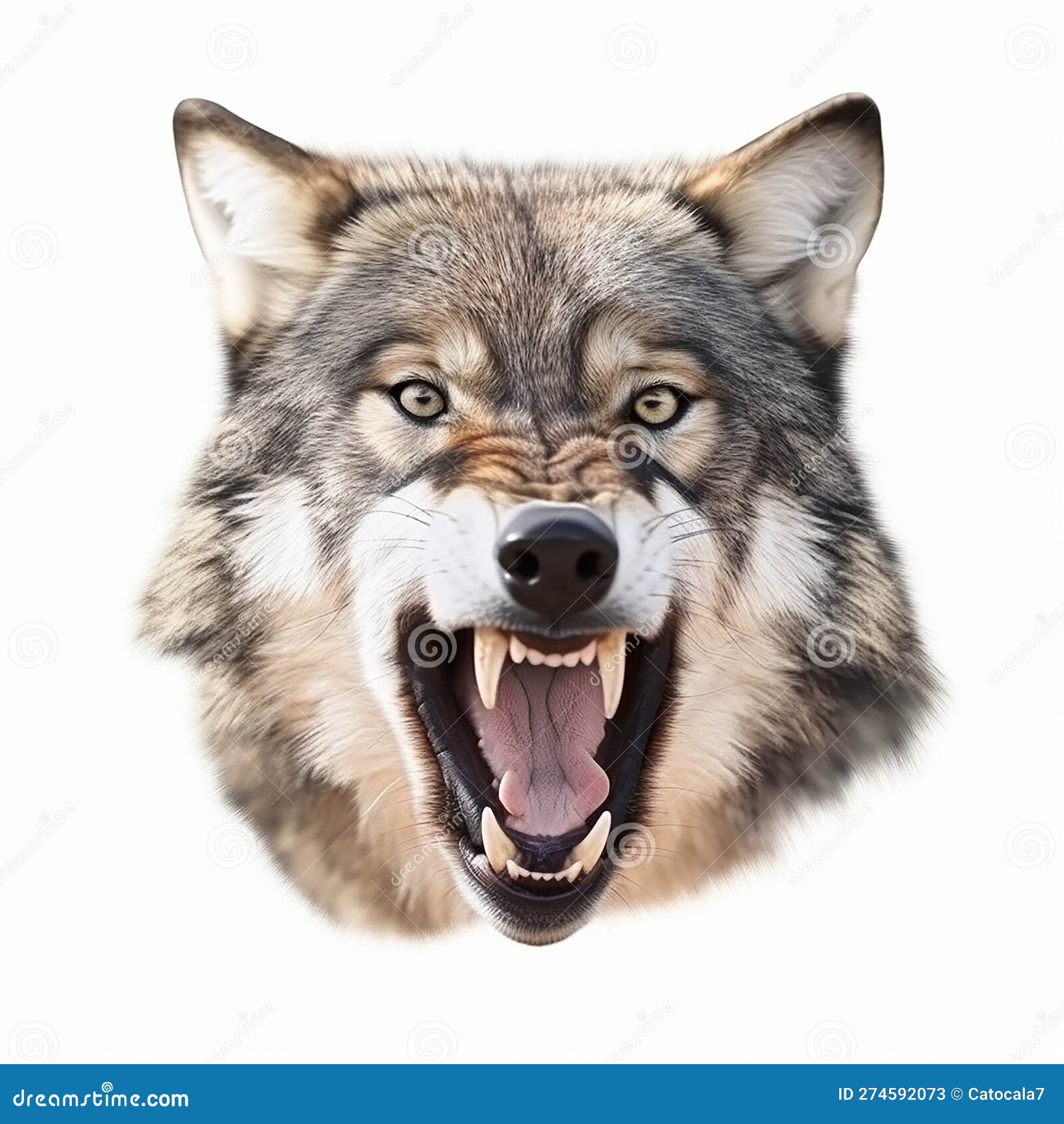 Wild Wolf Growls, Gets Angry, Bares Big Teeth, Wolf Head Close-up ... Wild Wolf Growls, Gets Angry, Bares Big Teeth, Wolf Head Close-up ...