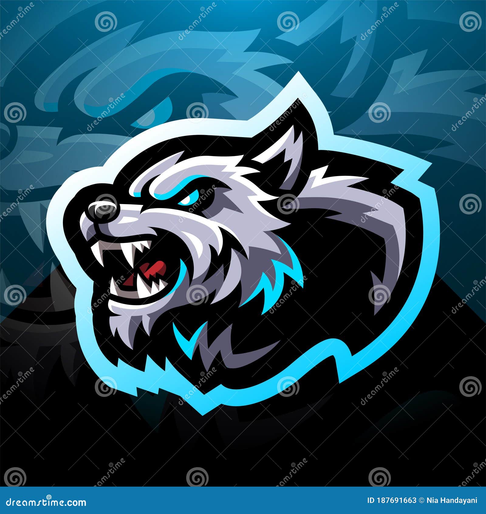 Wild Wolf Head Esport Mascot Logo Design Stock Vector - Illustration of ...