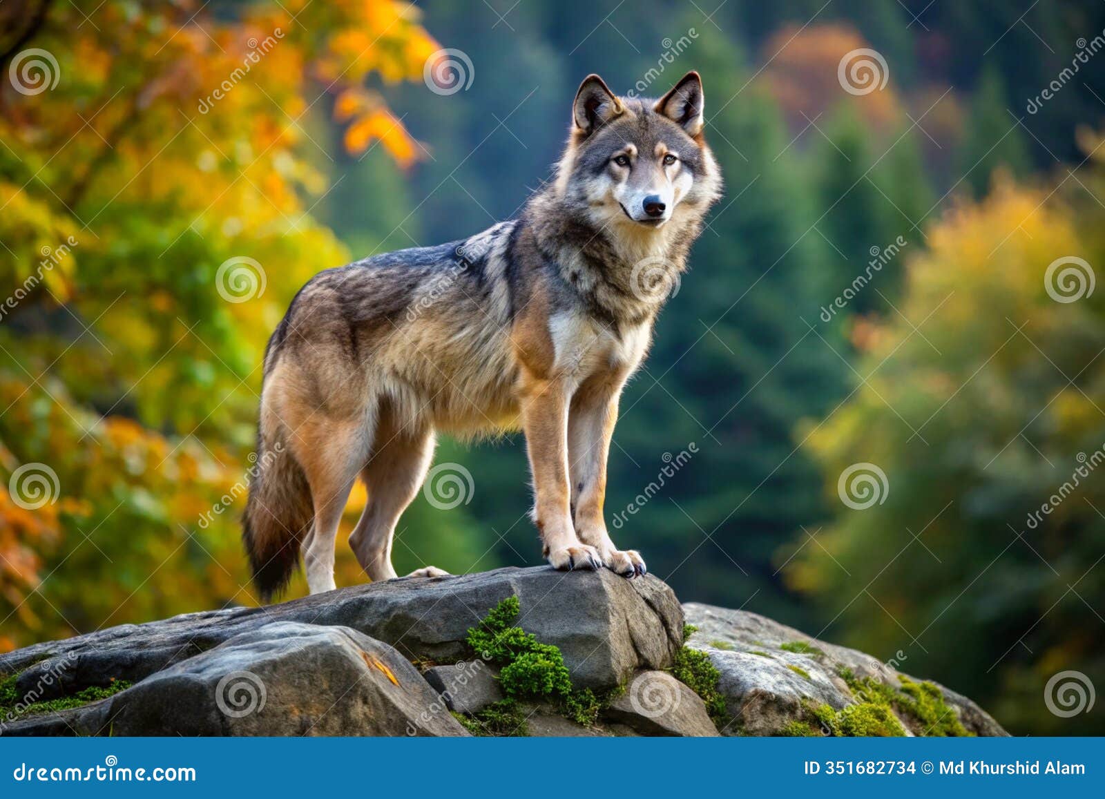 Wild Wolf Howling on a Cliff in the Wilderness Stock Illustration ...