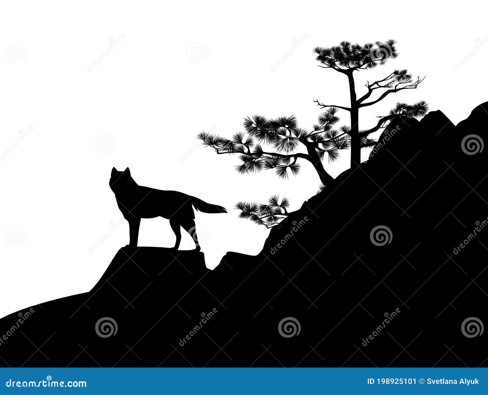 Wolf Tree Silhouette Stock Illustrations – 1,061 Wolf Tree Silhouette ...