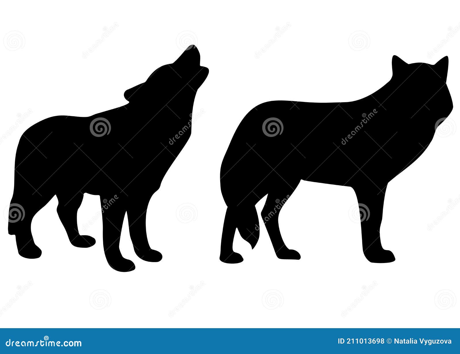 Wild wolves in the set. stock vector. Illustration of vector - 211013698