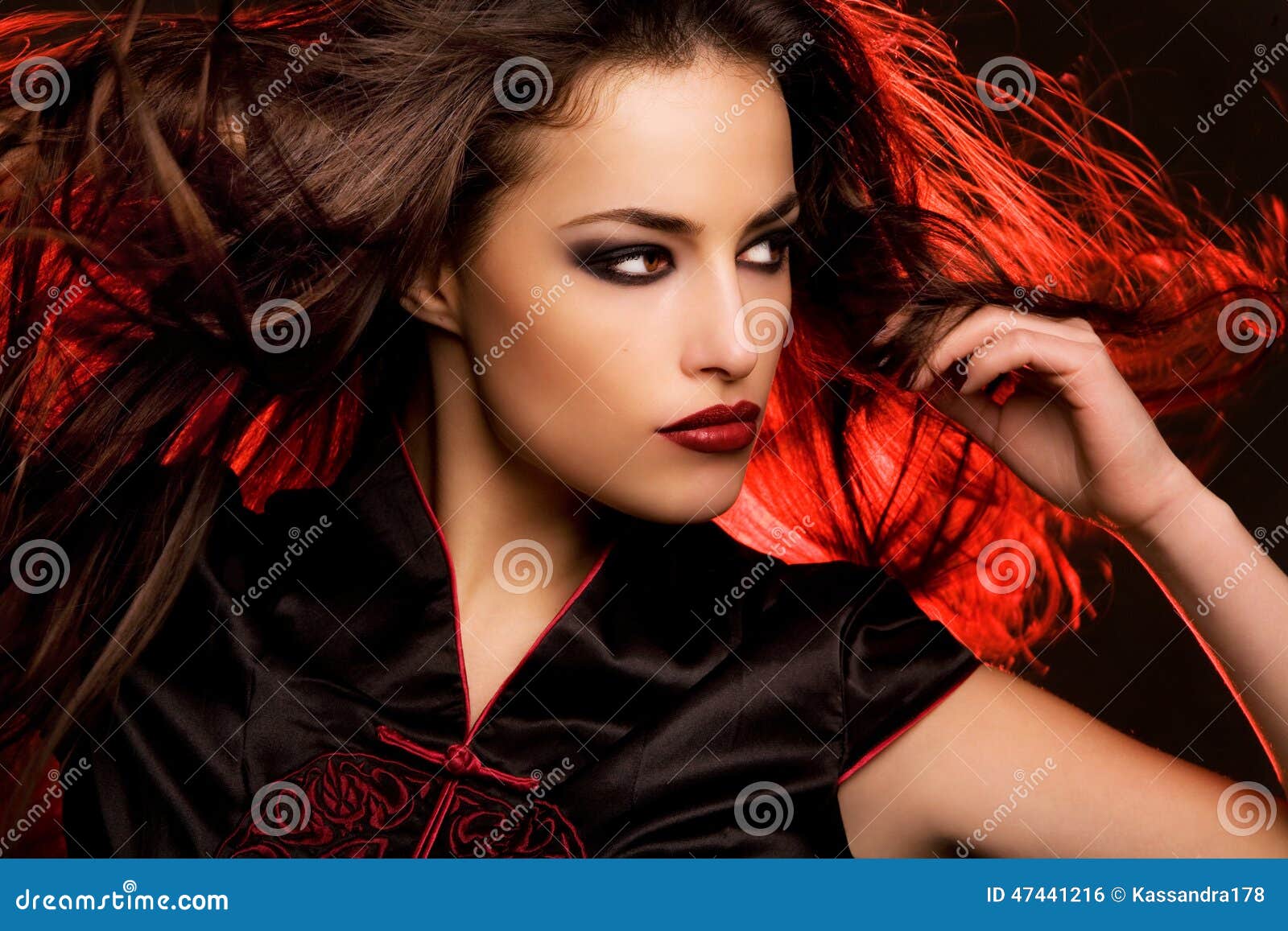 Wild woman stock photo. Image of fire, back, color, brunette - 47441216