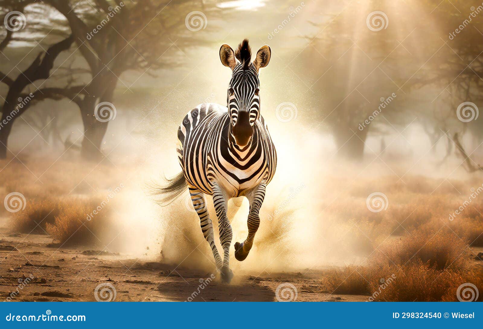 Wild Zepra in the savanna stock illustration. Illustration of fear ...