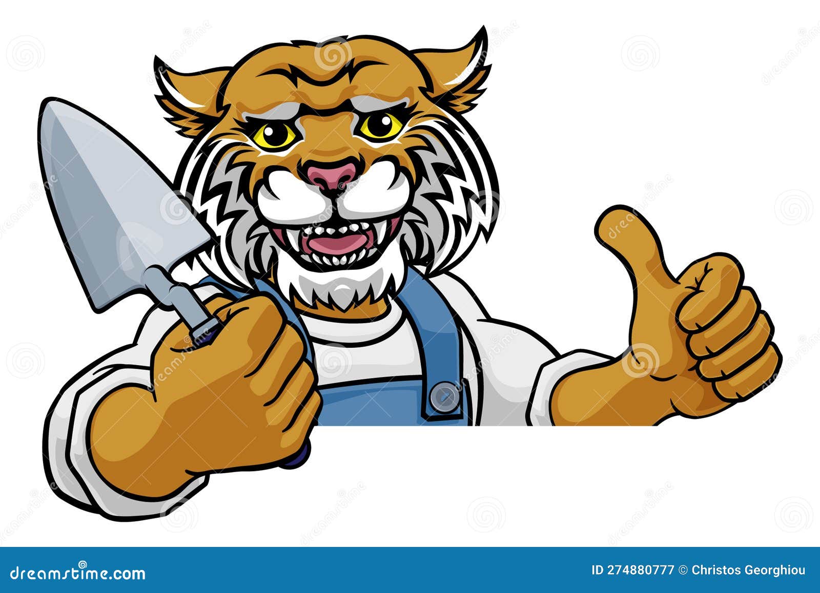Wildcat Bricklayer Builder Holding Trowel Tool Cartoon Vector ... Wildcat Bricklayer Builder Holding Trowel Tool Cartoon Vector ...