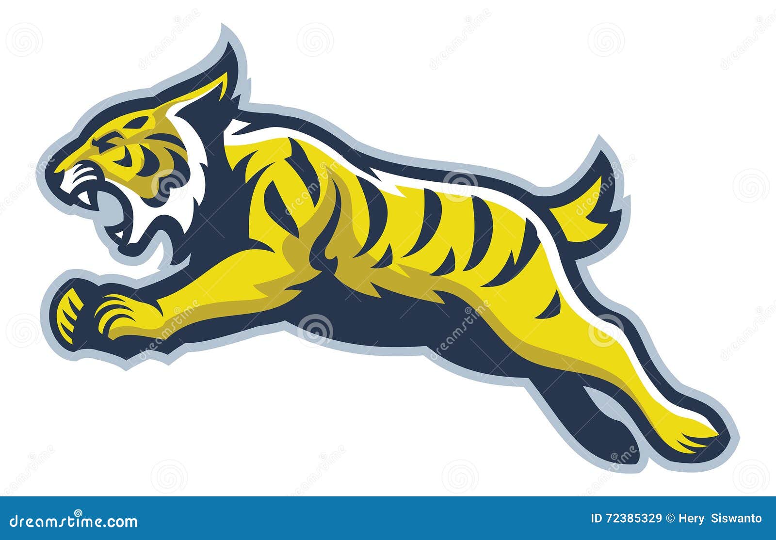 Wildcat Mascot Cute Happy Cartoon Character Vector Illustration ...