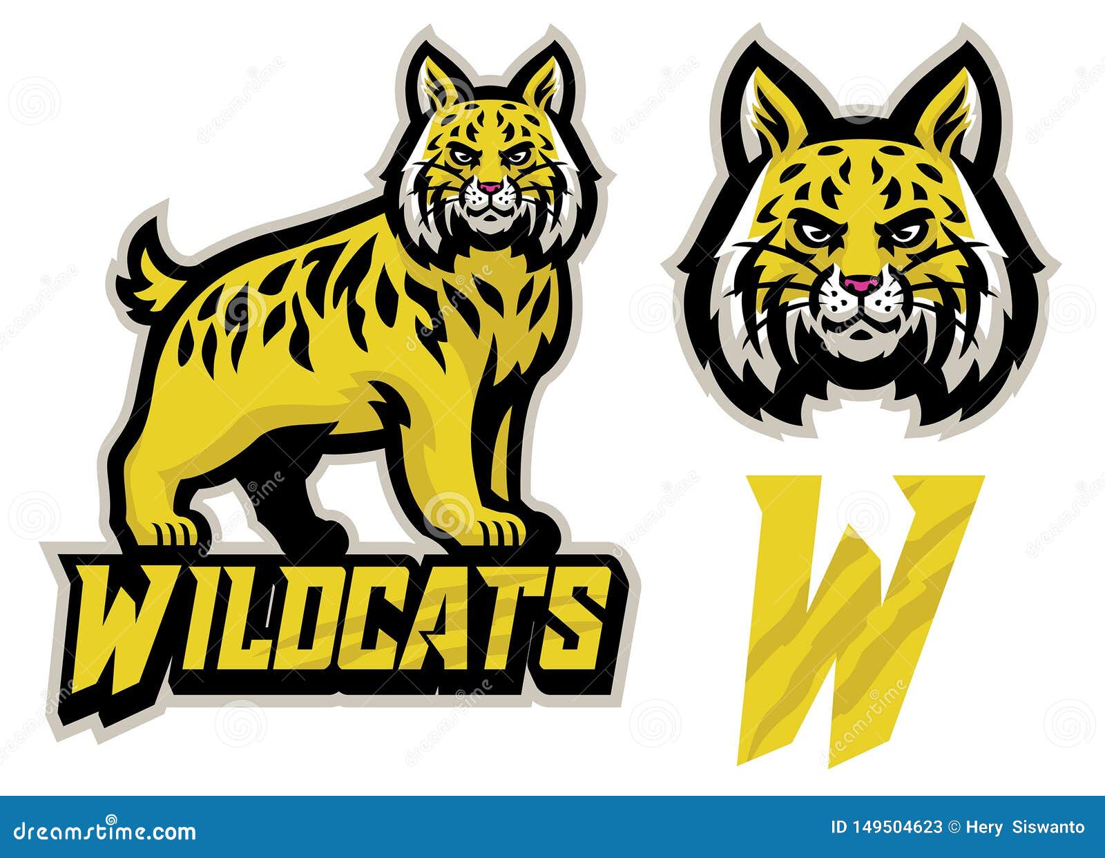 Wildcat Mascot Cute Happy Cartoon Character Vector Illustration ...