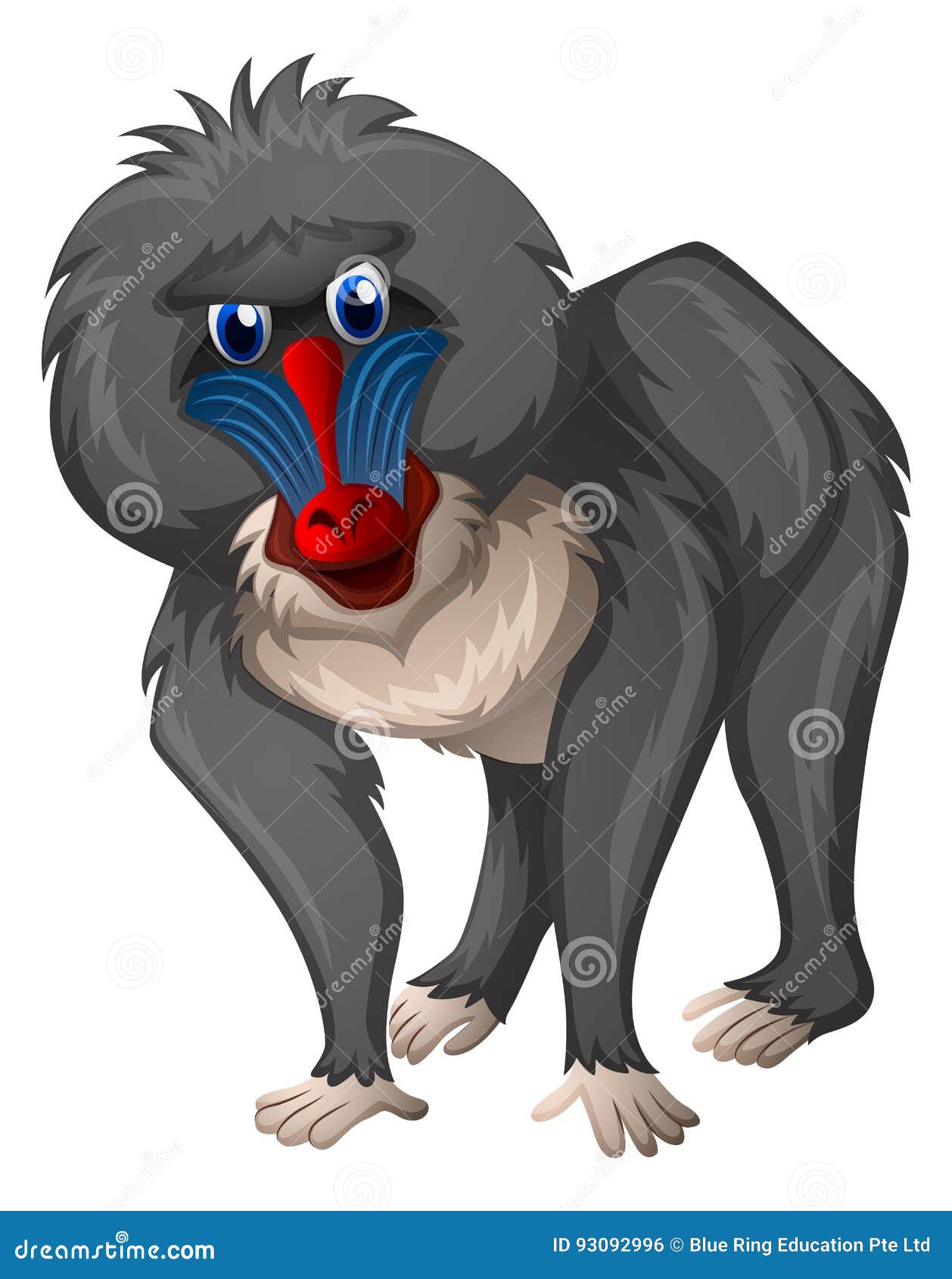 Wilde Baviaan Op Witte Achtergrond Vector Illustratie - Illustration of ...