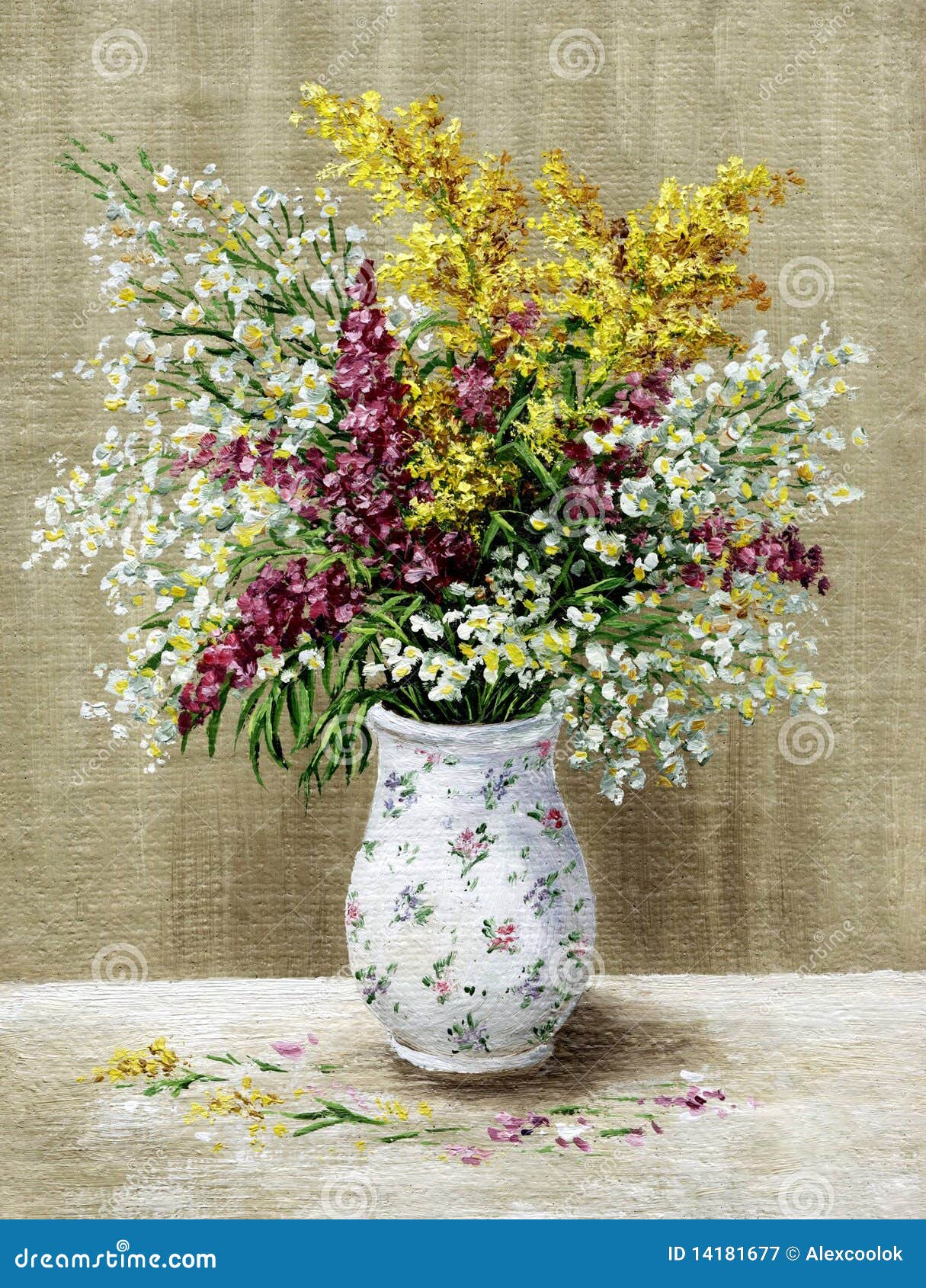 Wilde Bloemen in Een Witte Vaas Stock Afbeelding - Image of boeket ...