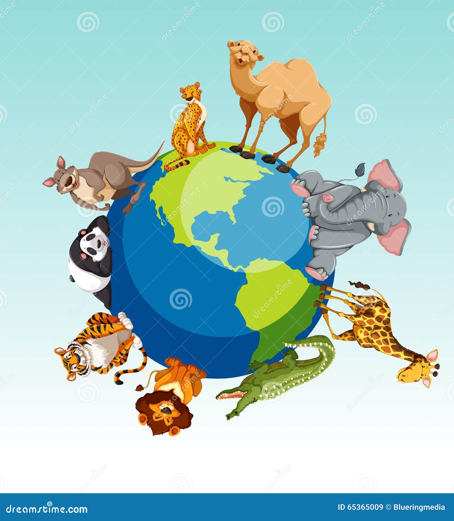 Wilde dieren rond de aarde vector illustratie. Illustration of grafisch ...