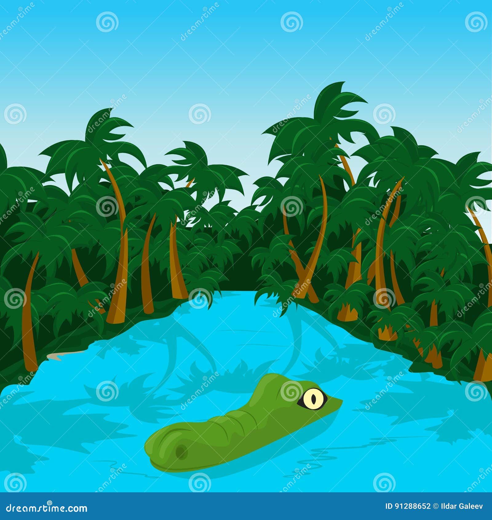 Wilde Krokodil in Rivier in De Wildernis Vector Illustratie ...