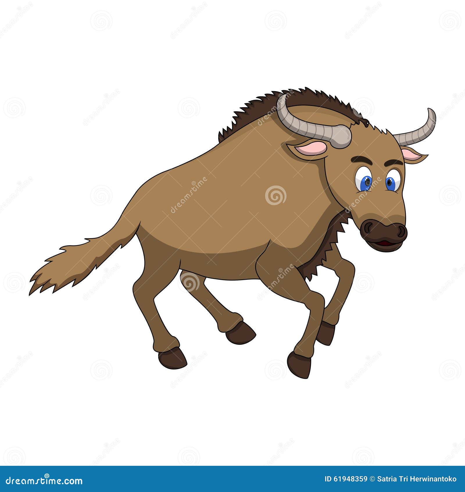 Wildebeest Cartoon Vector Illustration Stock Vector - Illustration of ...