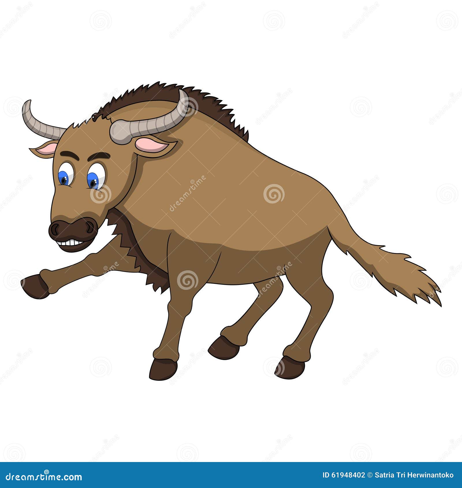 Wildebeest Cartoon Vector Illustration Stock Vector - Illustration of ...