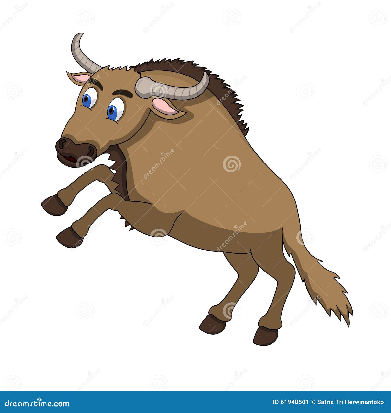 Wildebeest Cartoon Vector Illustration Stock Vector - Illustration of ...